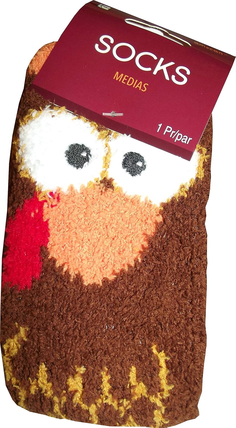 Amazon.com: Thanksgiving Turkey Fuzzy Socks - One Size - Brown - 1 Pair ...