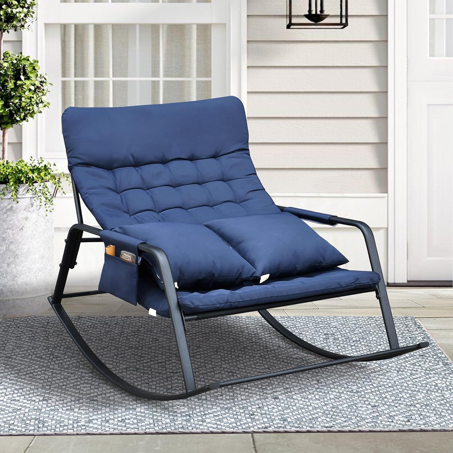 Amazon.com : Skypatio Rocking Chair Outdoor and Indoor, Metal Rocking ...