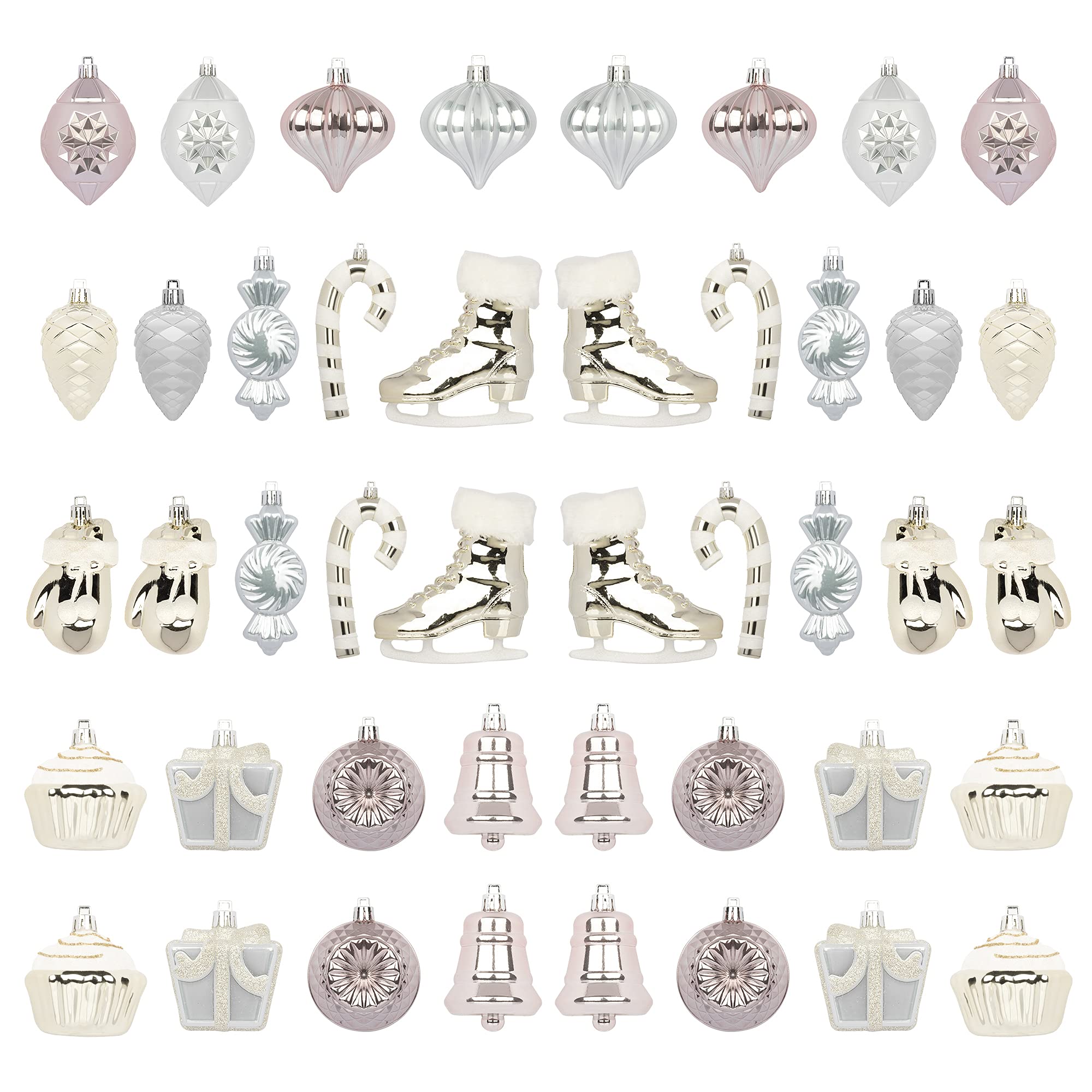 KI Store Christmas Tree Ornaments Set 44pcs Pastel Shatterproof ...