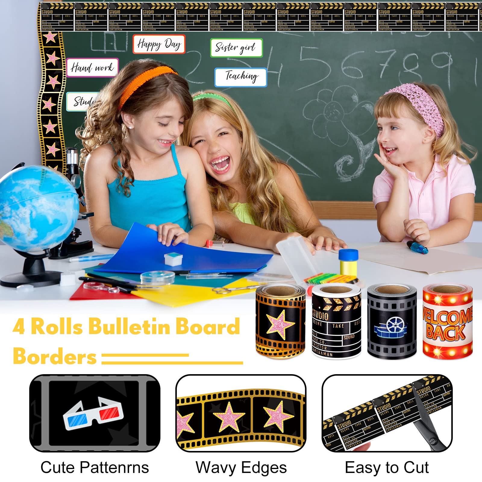 Snapklik.com : 4 Rolls 131 Ft Movie Night Bulletin Board Borders ...