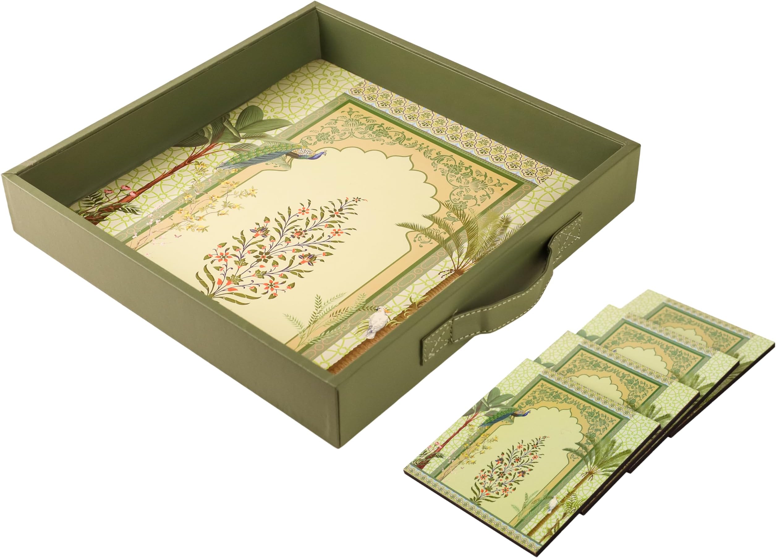 Wooden Tray for Serving-Free 4 Coasters-12 Inch X 12 Inch-Serving Tray ...