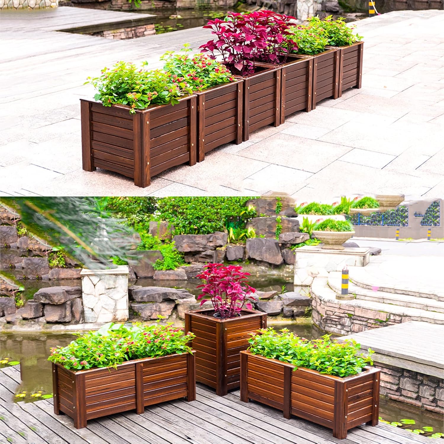 Outdoor Garden Box Solid Wood Carbonised Water-based Furniture Lacquer ...