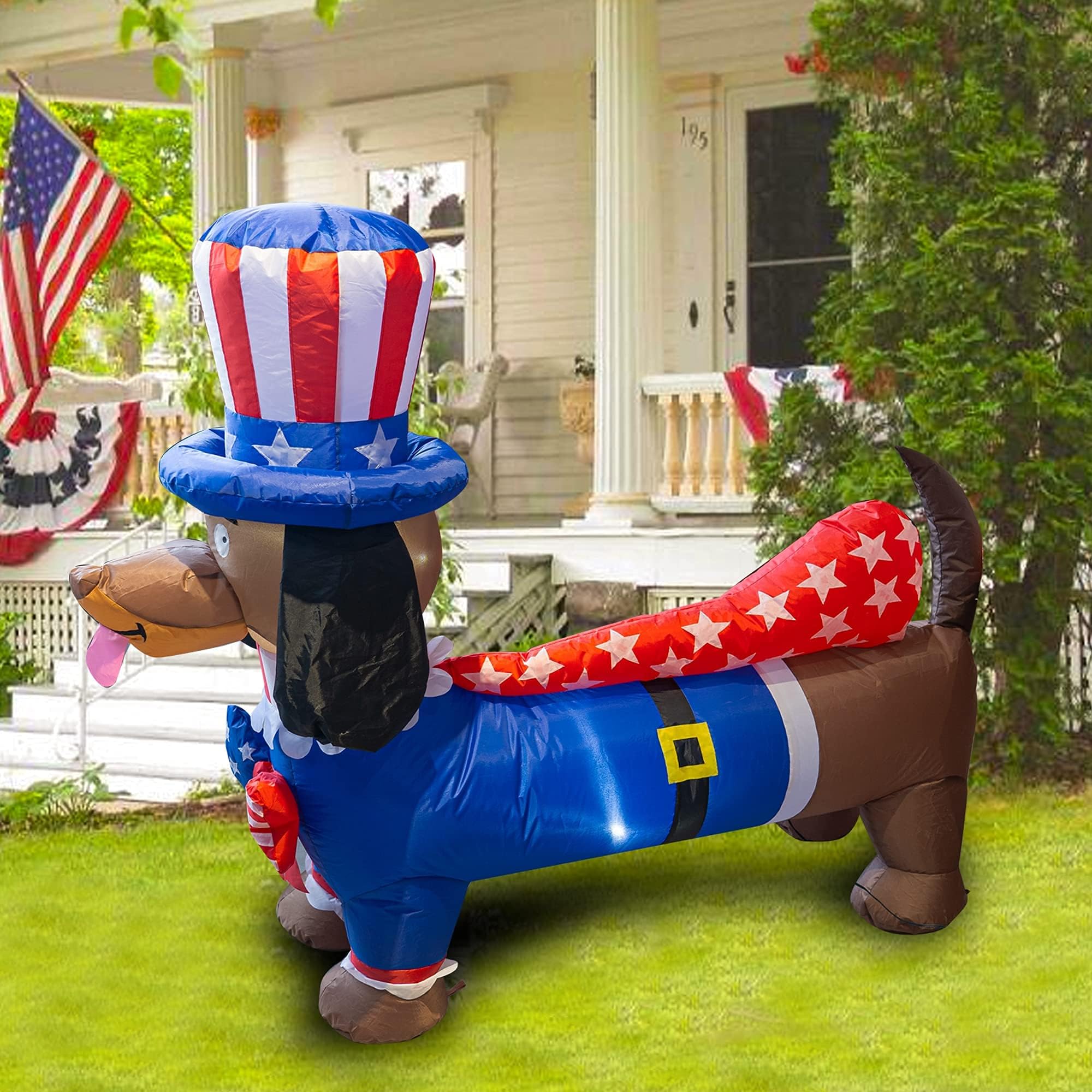 Amazon.com: Gemmy 4' White Fourth of July Bear Spring Inflatable ...