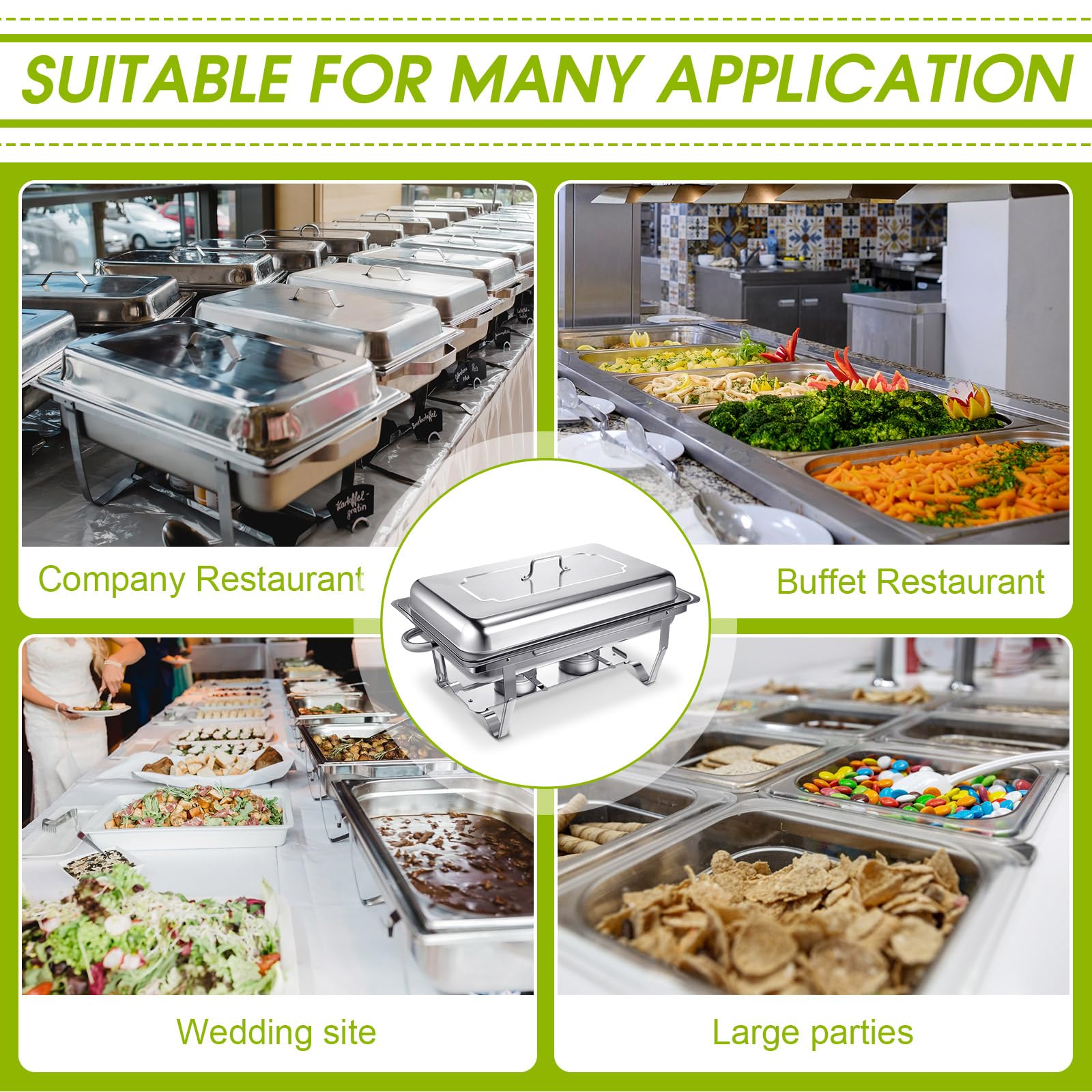 Hoolerry 12 Pcs Chafing Dish Buffet Set 8 Qt Stainless Steel Chafer Set ...