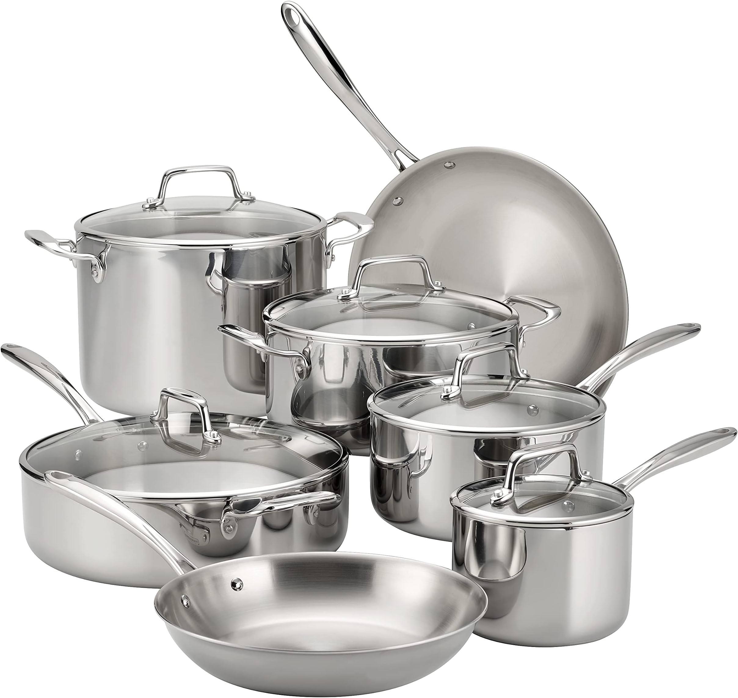 Amazon.com: All-Clad D3 3-Ply Stainless Steel Cookware Set 10 Piece, Induction Compatible, Oven ...