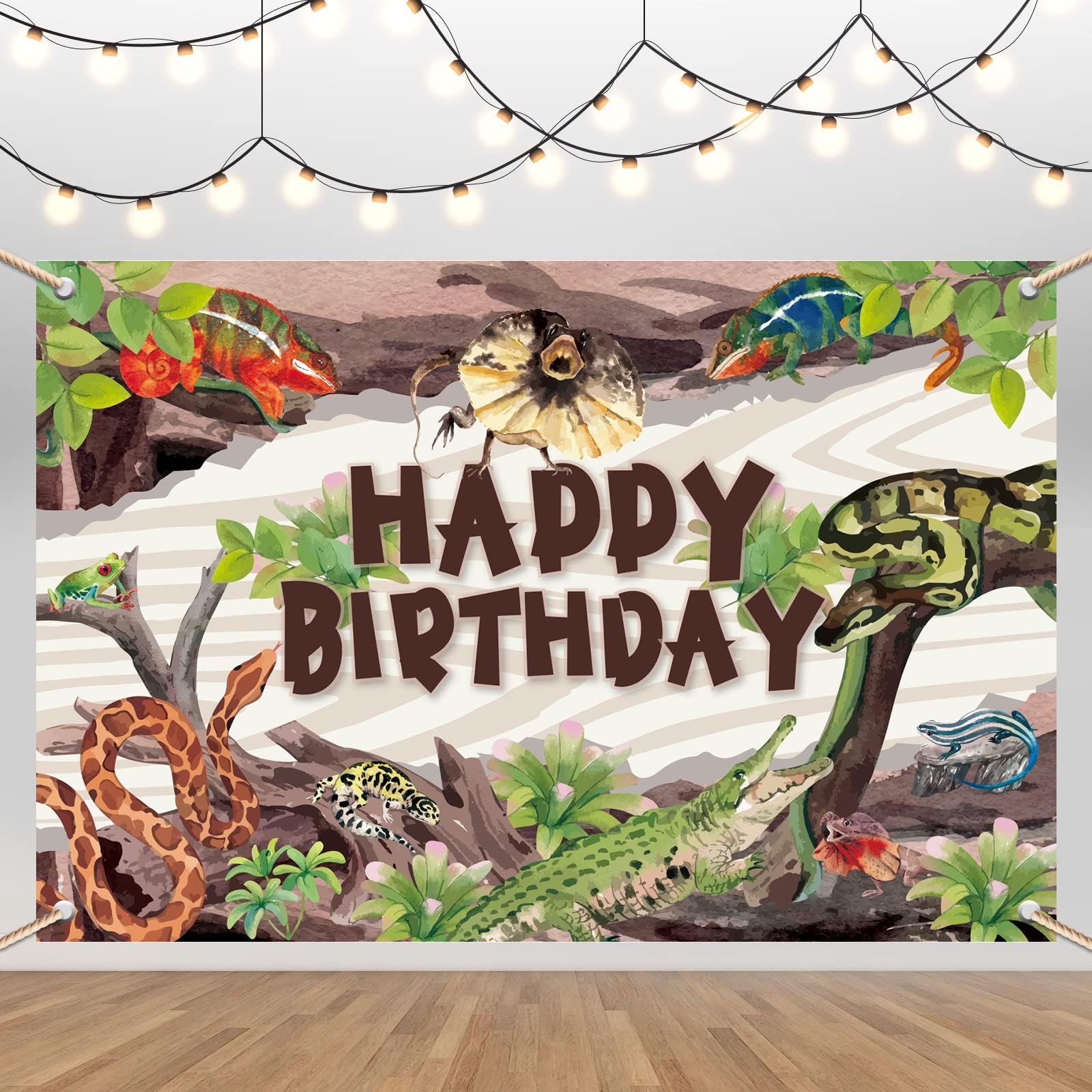 Amazon.com: Reptile Lizard Snake Happy Birthday Banner Backdrop Reptile ...