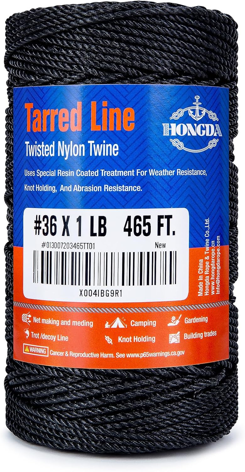 Amazon.com: HONGDA Tarred Bank Line Twine, 465 Feet Nylon Twine #36 ...