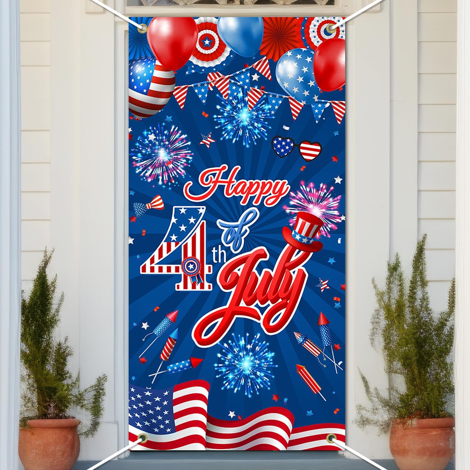 Amazon.com: Patriotic 4th of July Banner - Independence Day Welcome ...