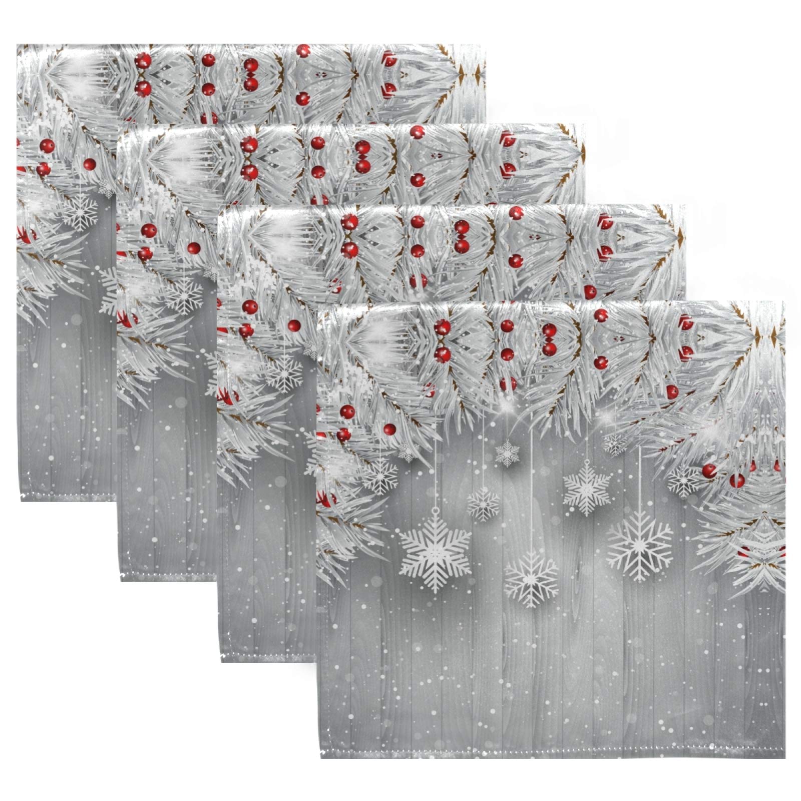 Amazon.com: ALAZA Winter Silver Christmas Tree Snowflake Cloth Napkins ...