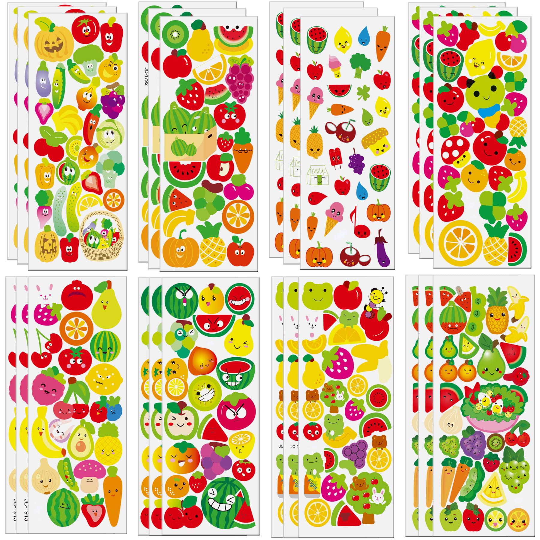 Amazon.com: Fruit Stickers for Kids, 24 Sheets 450+ 3D Puffy Vegetable ...