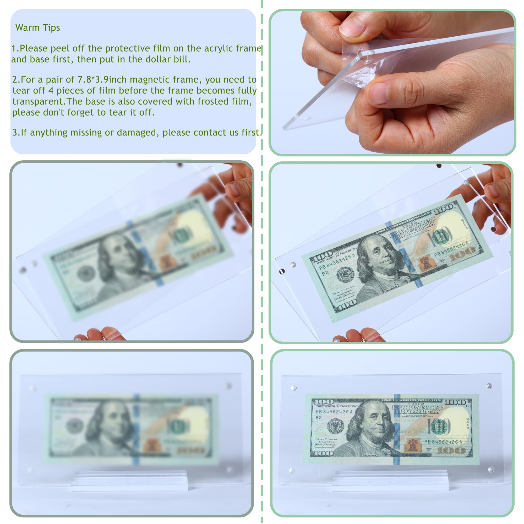 Snapklik.com : Dollar Bill Frame Display Acrylic Dollar Bill Holder For ...