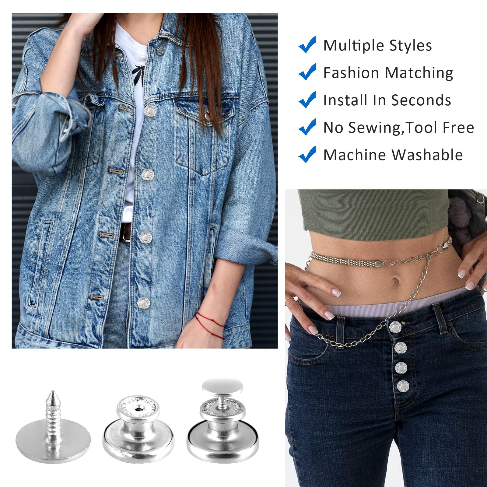 Snapklik.com : Jeffdad 10pcs Pant Waist Tightener, Detachable Jean ...