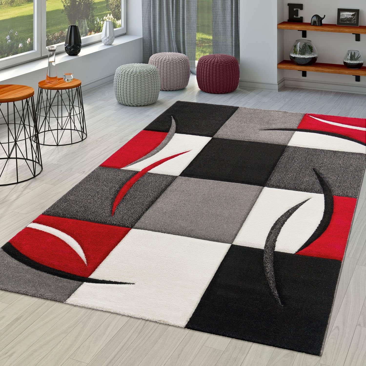 Amazon.com: Paco Home Area Rug Checkered with Modern Carved Shades in ...