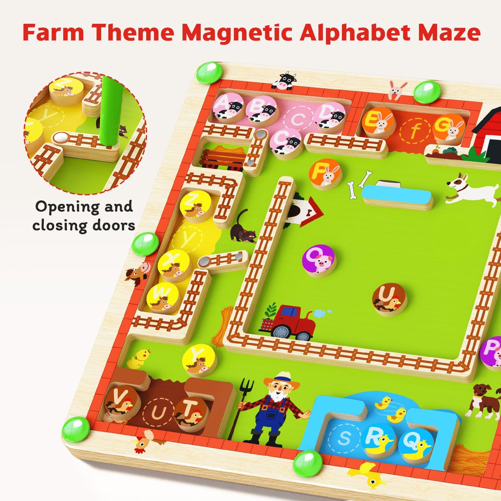 Snapklik.com : Farm Magnetic Alphabet Maze Toys, Montessori Fine Motor ...