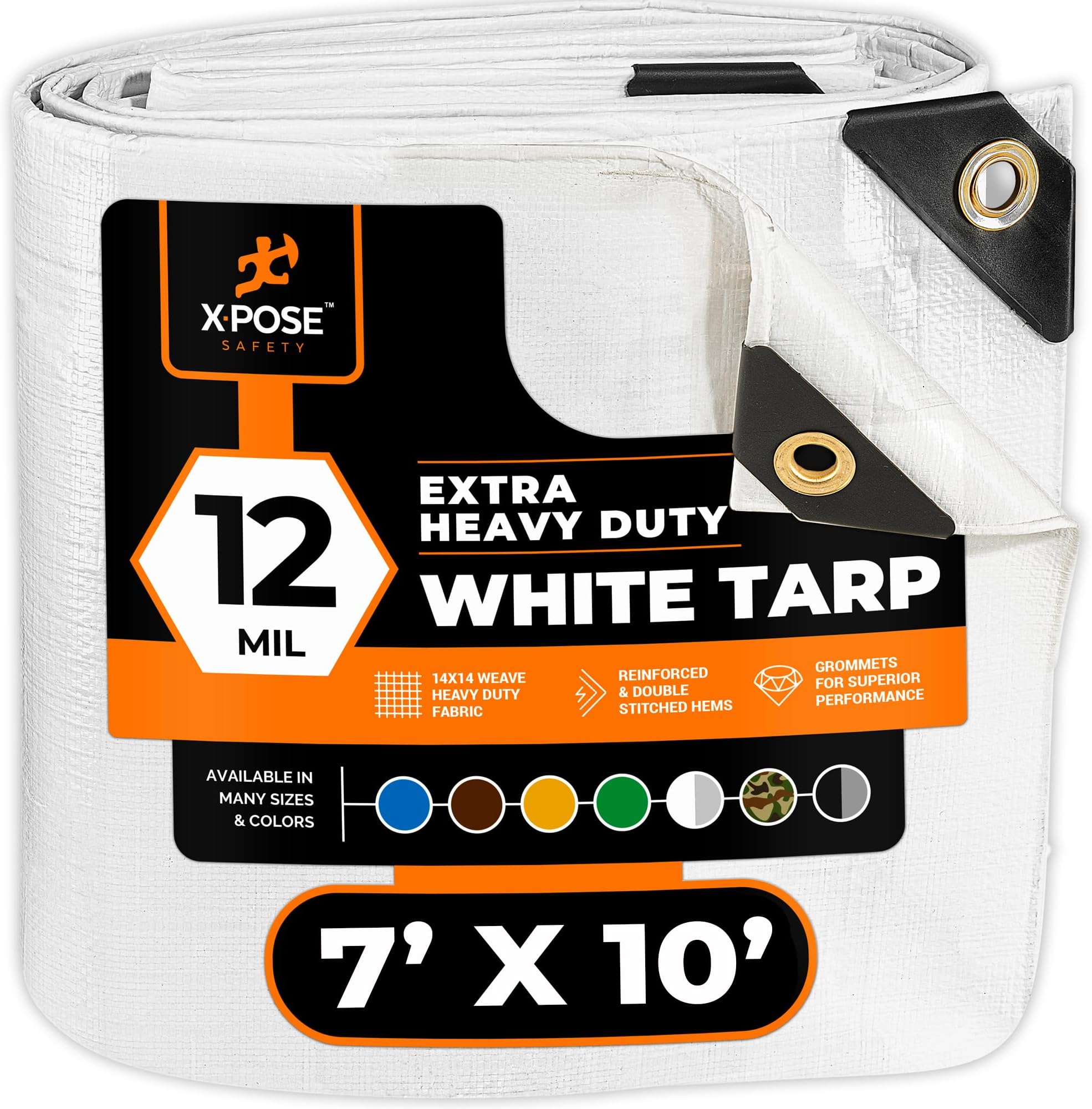 Amazon.com: 7' x 12' White Heavy Duty Waterproof 12 mil Poly Tarp with ...