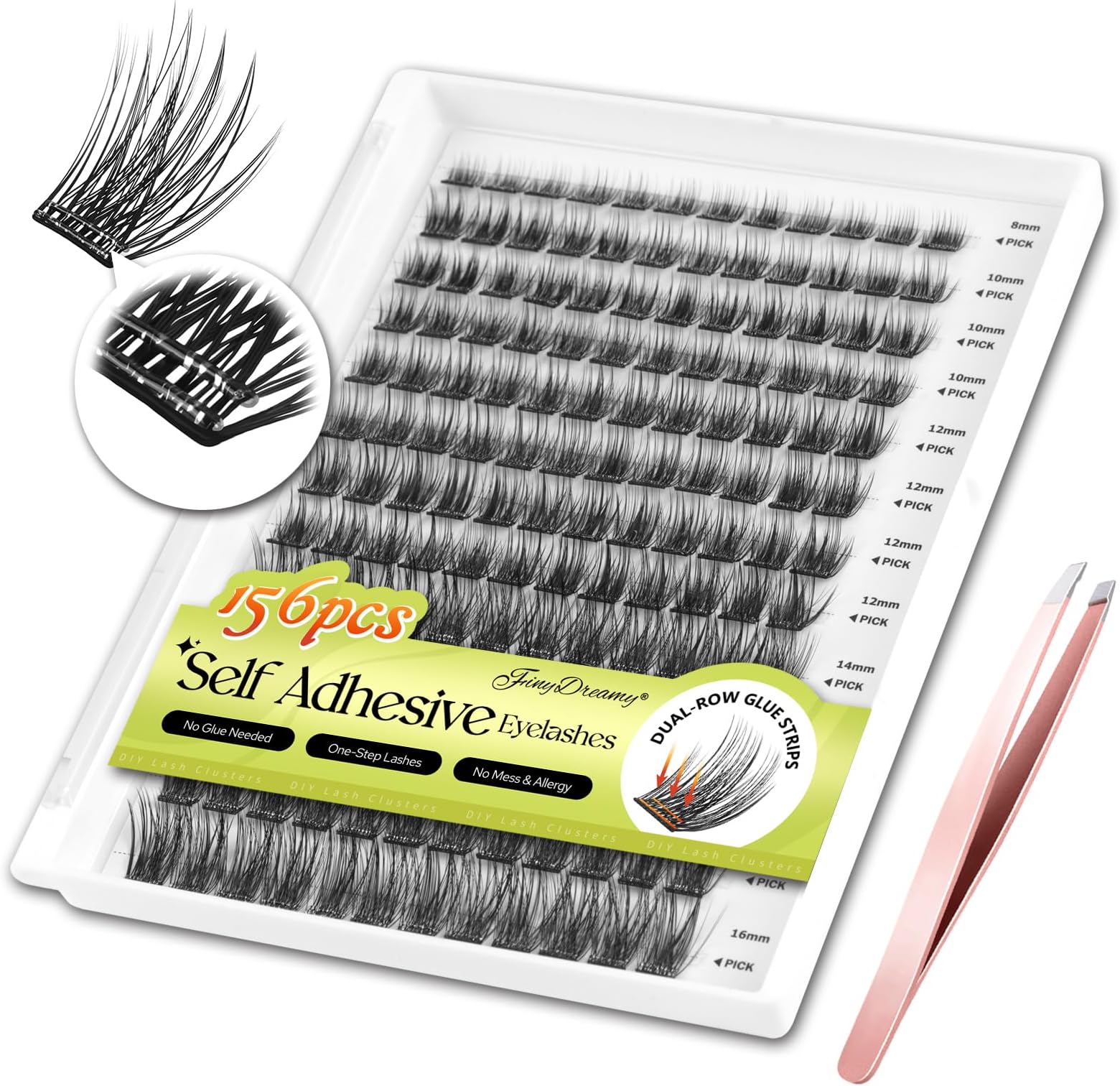 Amazon.com: FinyDreamy Self Adhesive Eyelashes 156PCS No Glue Needed ...