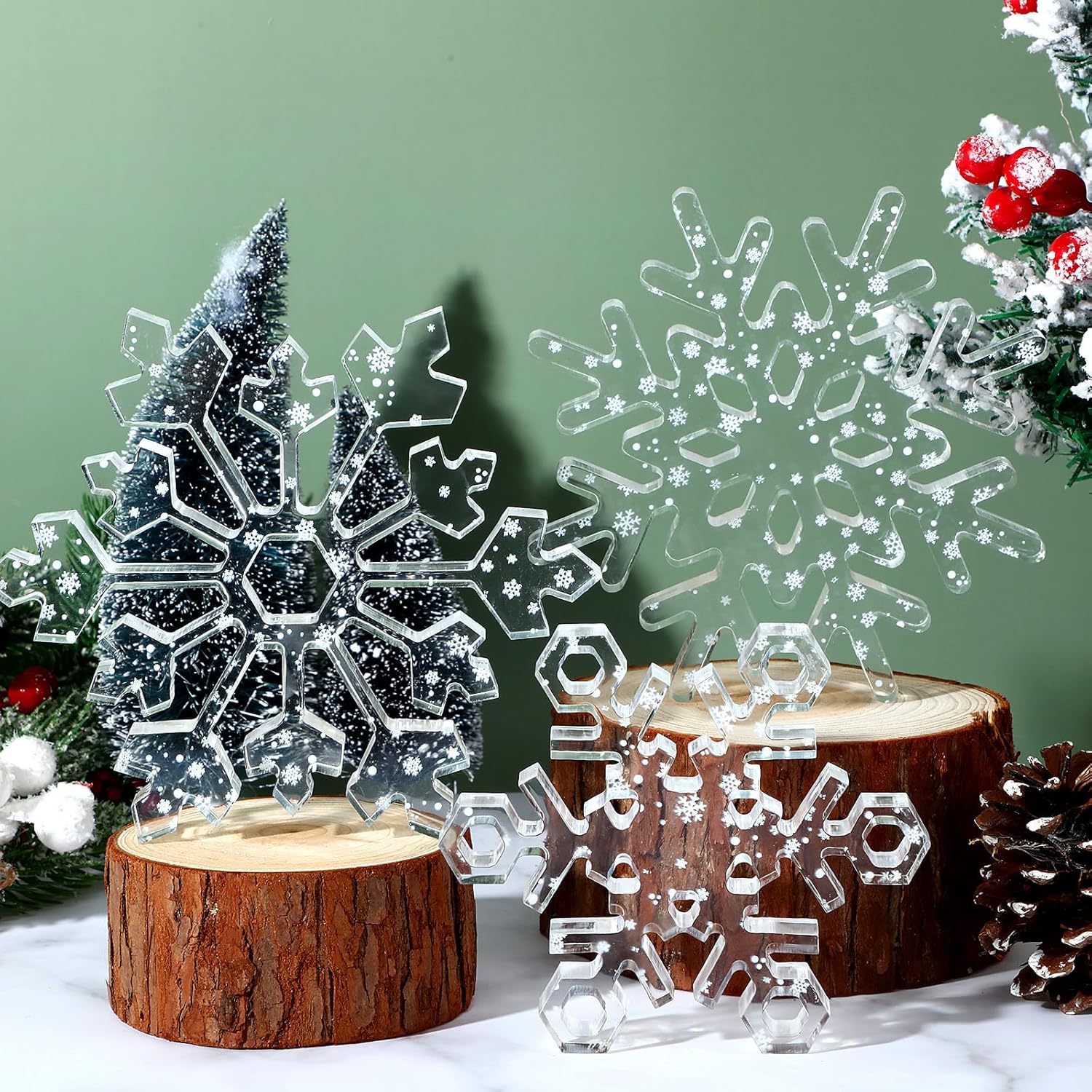 Amazon.com: Wenqik 3 Pcs Winter Snowflake Decor Winter Acrylic ...