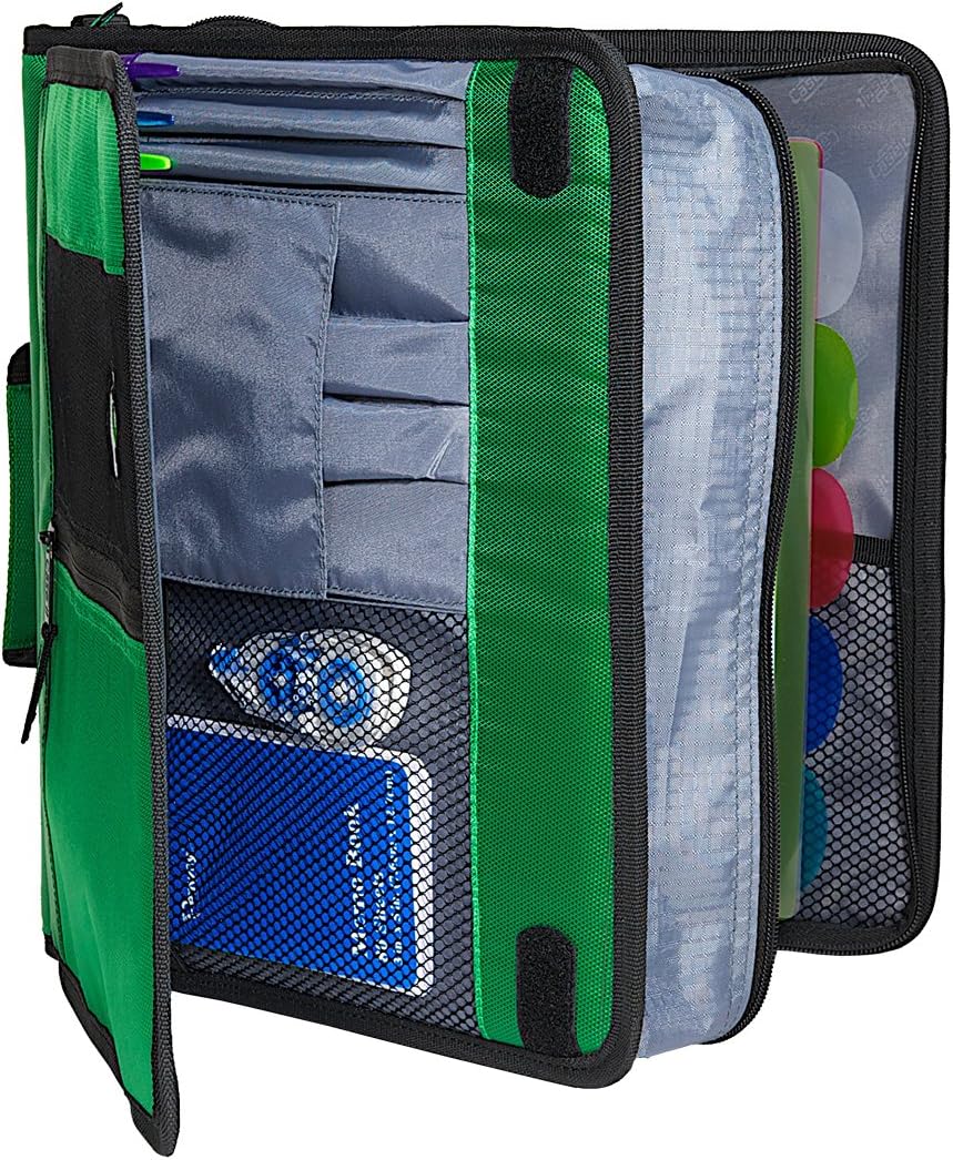 Case-it 2-Inch Round Ring Zipper Binder with Velcro Messenger Front ...