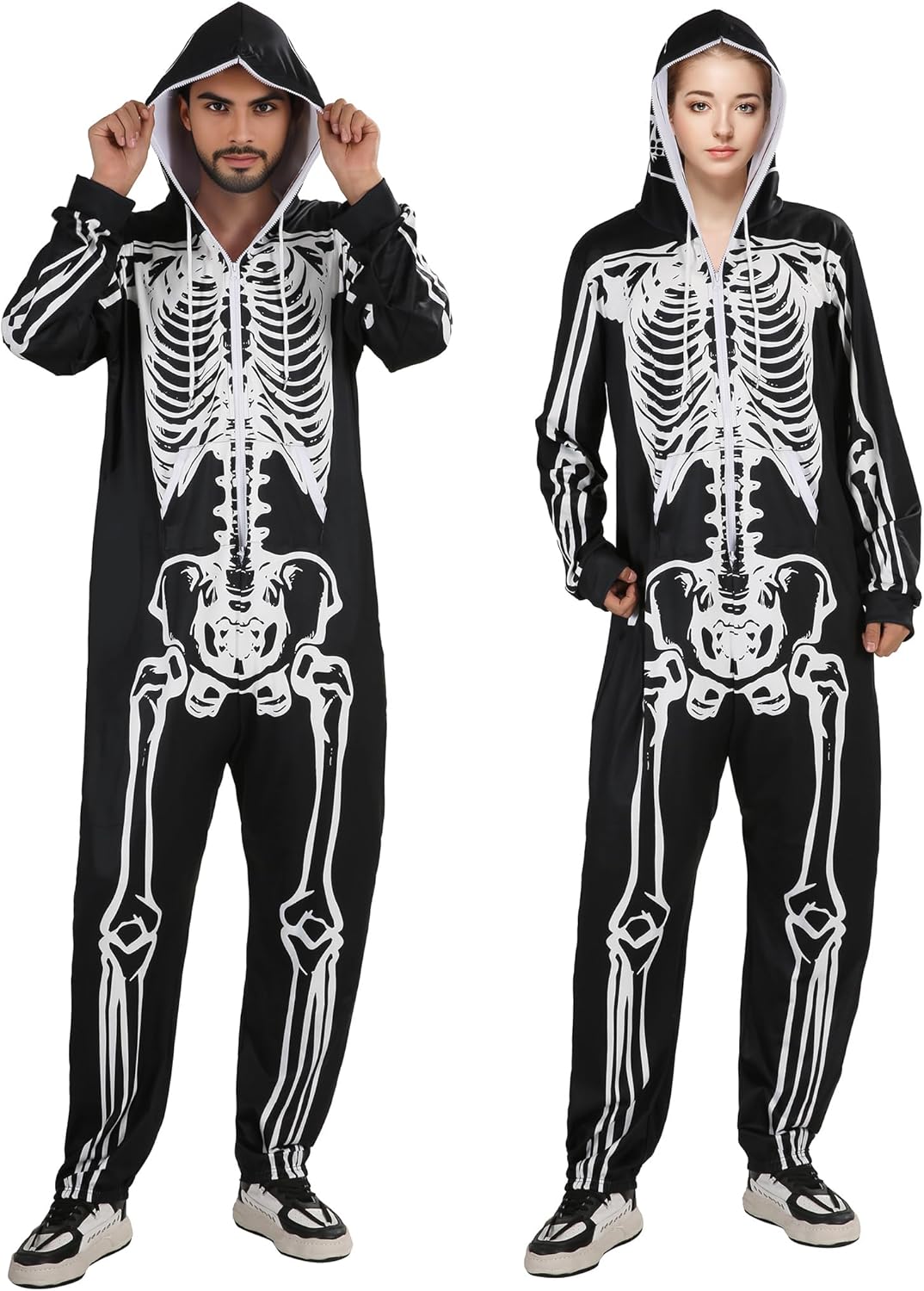SQCJT Skeleton Costume Onesie Adult, Unisex Skeleton Costume Pajamas ...