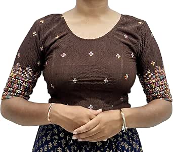 Amazon.com: SMIT Readymade Stretchable Saree Blouse for Women – Elbow ...
