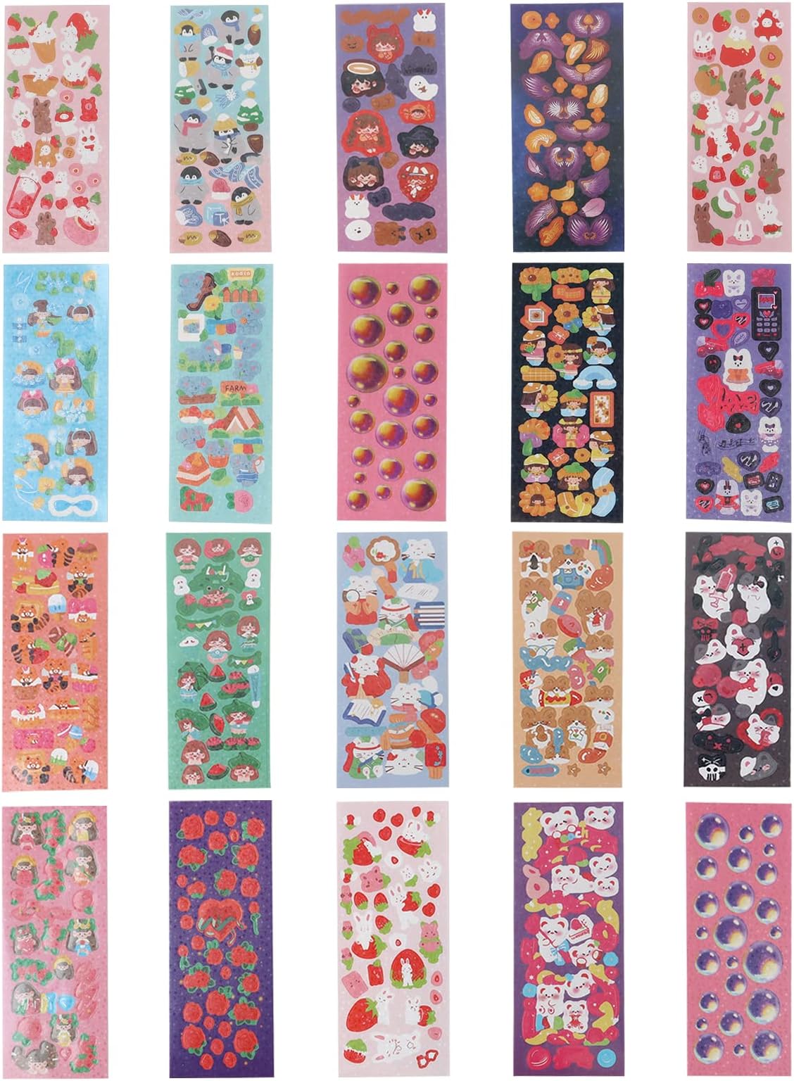 TYEQWT 20 Stück Sticker Set, über 200 Stück Cute Sticker Muster, Kawaii ...