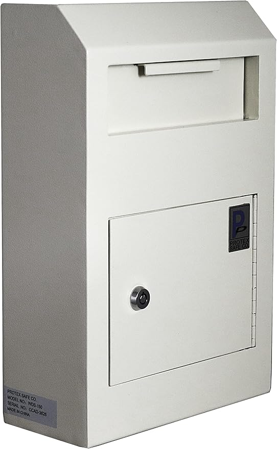 Protex Wall-Mount Drop Box Safe (WDS-150), Piano hinge, secure ...