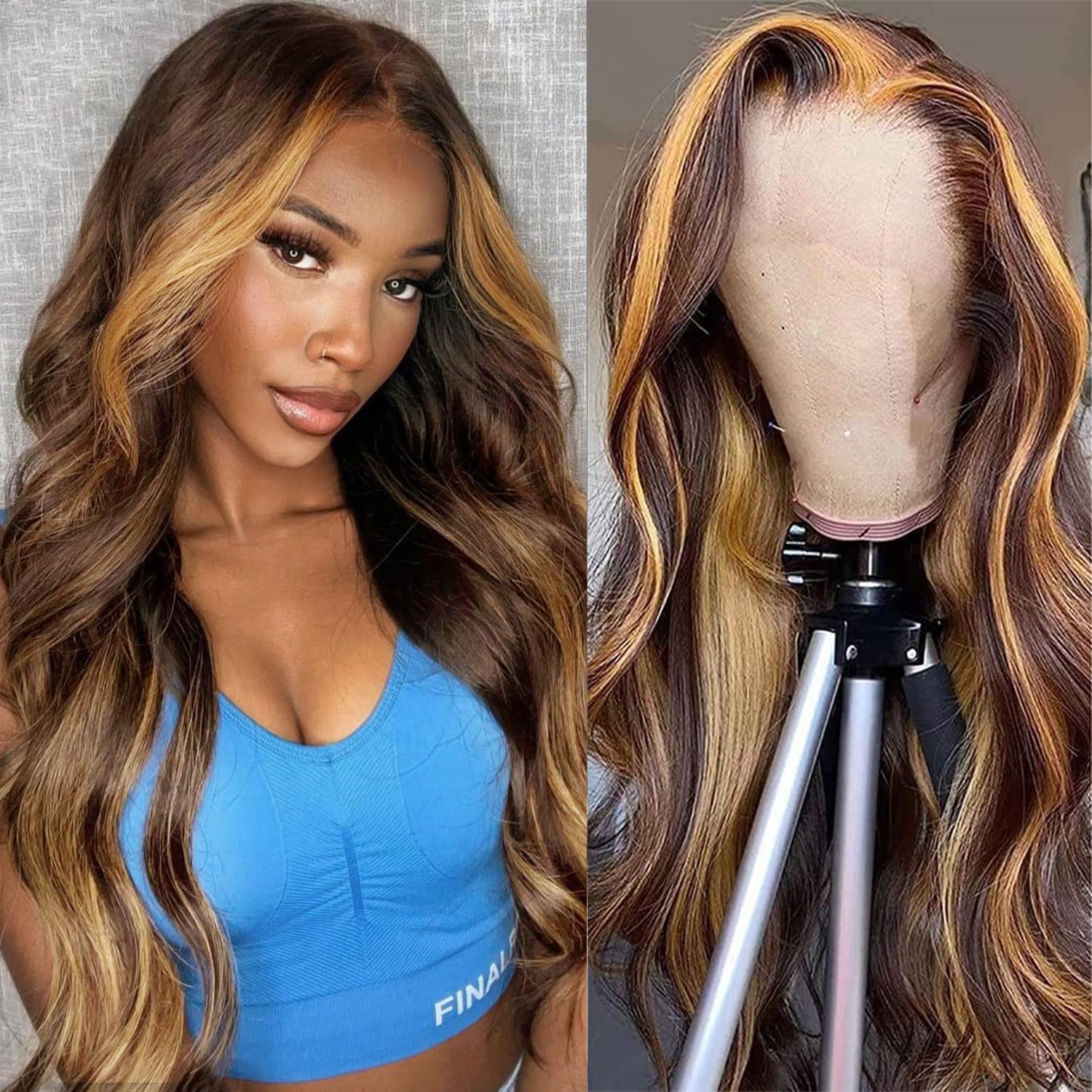 Amazon.com : Honey Blonde Lace Front Wig Human Hair 13x4 HD Transparent ...