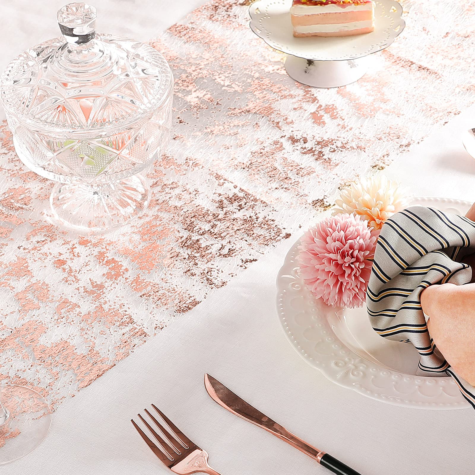 Rose Gold Table Cover Roll Disposable Christmas Tablecloths | Oh Yeah!