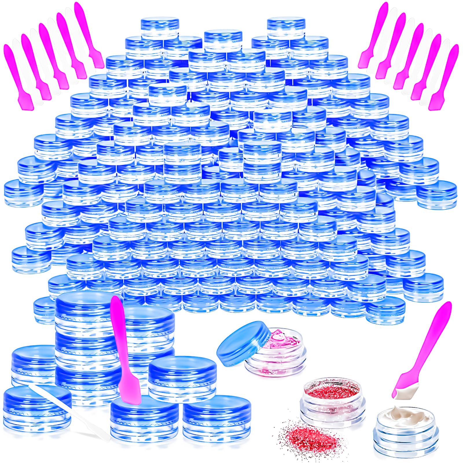 Amazon.com: MotBach 100 Pcs 3g Empty Plastic Containers with Lids,Tiny ...