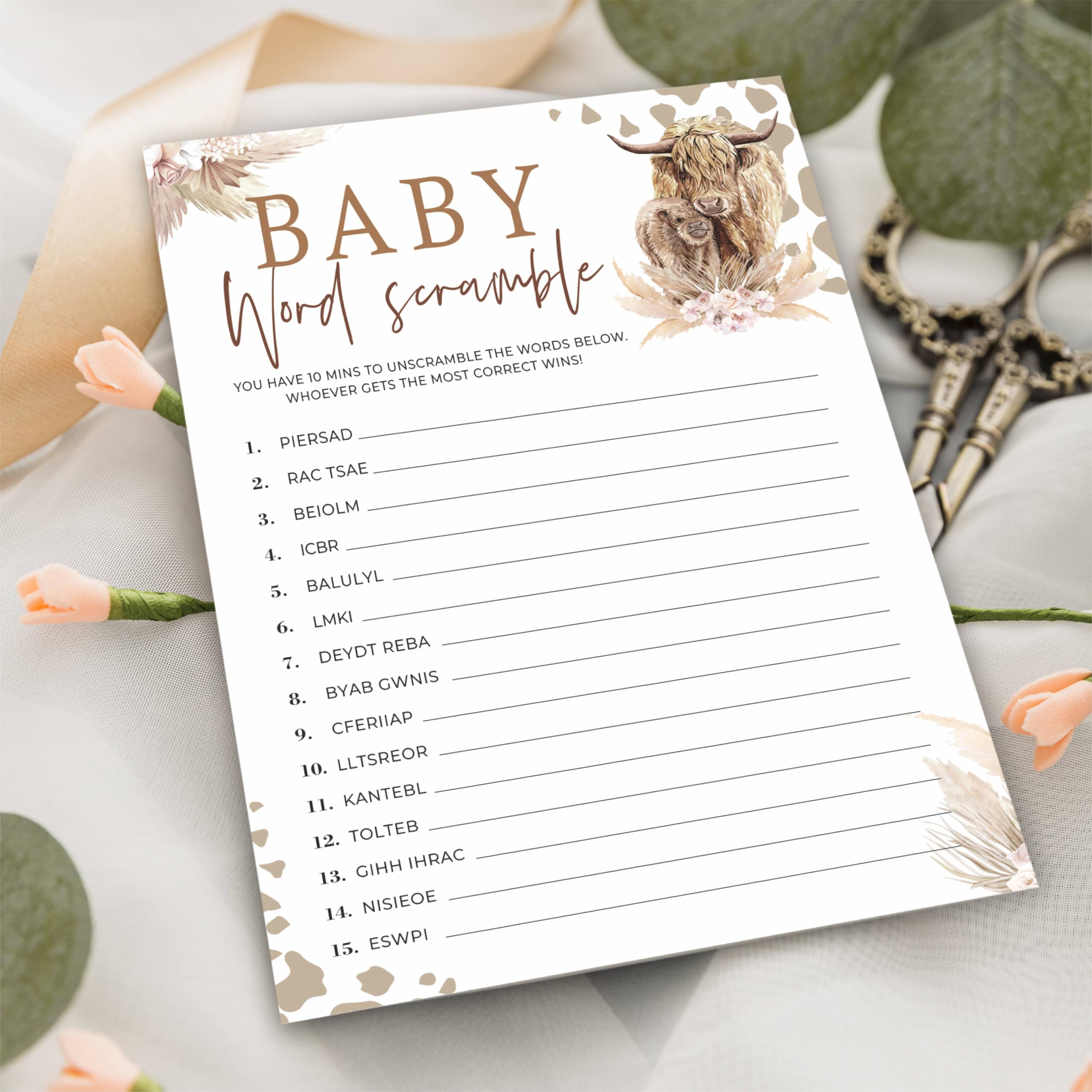 Cowboy Baby Shower Word Scramble Baby Shower Game Printables