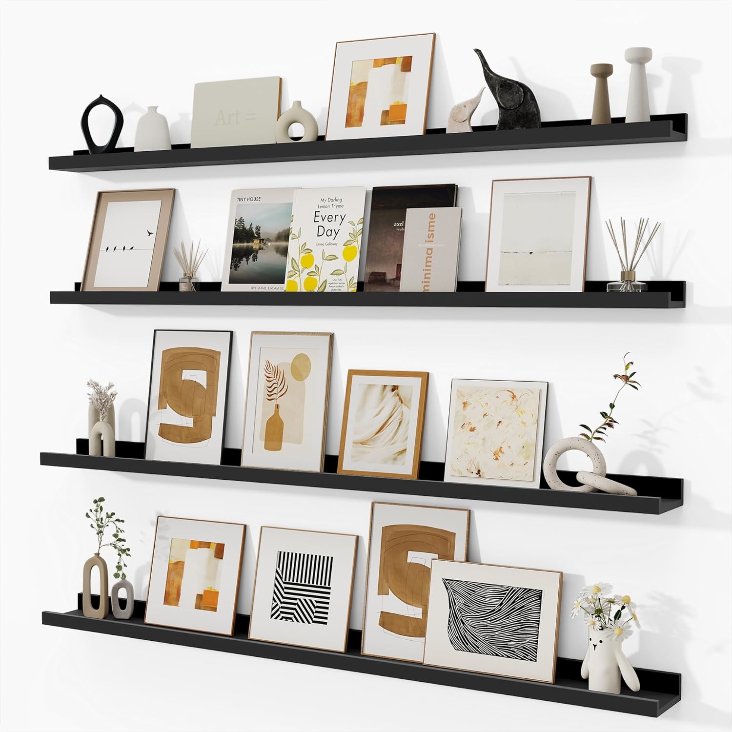 Amazon.com: Fun Memories Picture Ledge Shelf, Black Floating Shelves ...