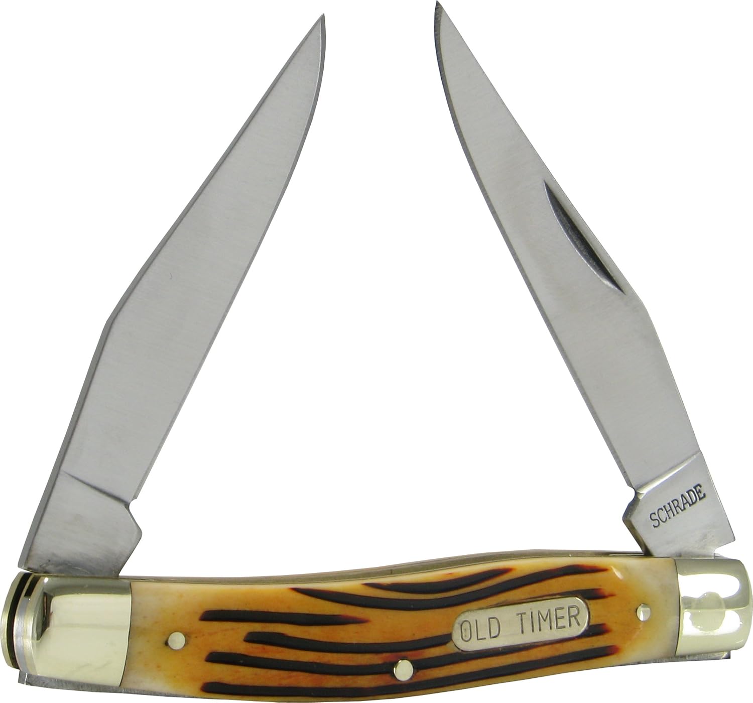 Schrade 77BR Old Timer Muskrat Pocket Knife with 2 Clip Blades, Brown ...