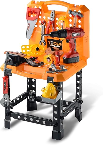 Toy Choi's 82 Pieces Kids Construction Toy Workbench for Toddlers, Kids ...