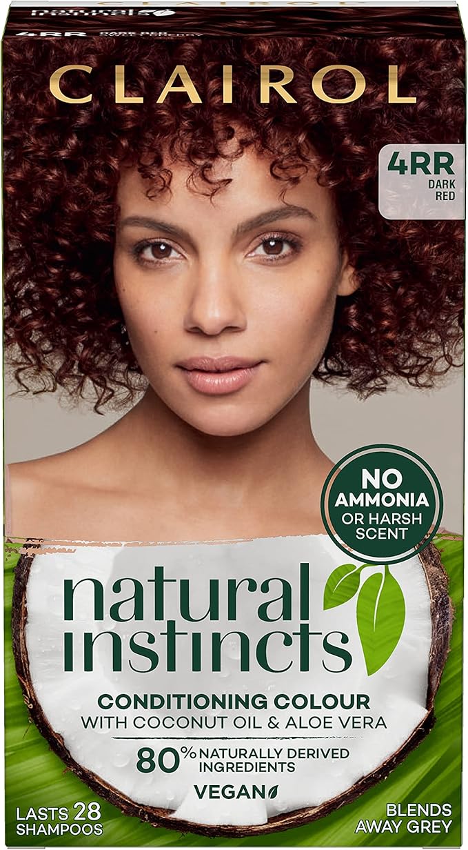 Clairol Natural Instincts Semi-Permanent No Ammonia Hair Dye, 4RR Dark ...