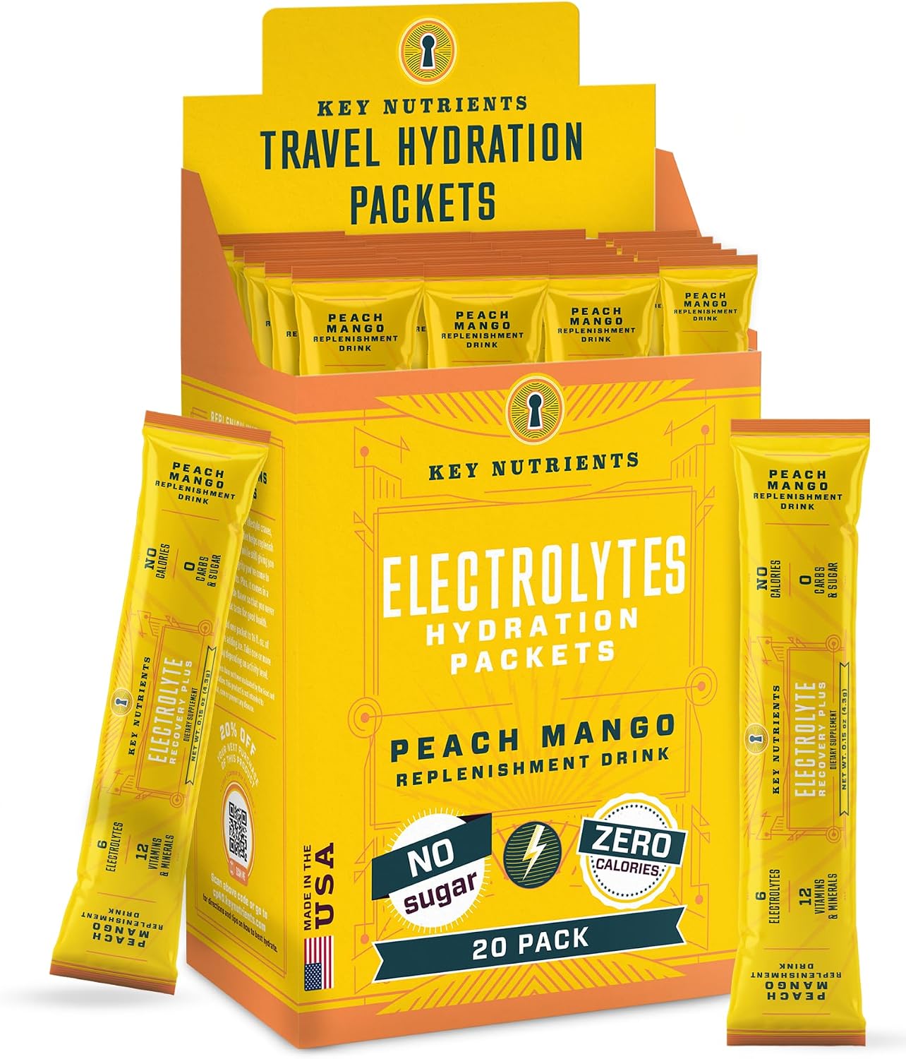 Amazon.com: KEY NUTRIENTS Electrolytes Powder Packets - Tropical Peach ...