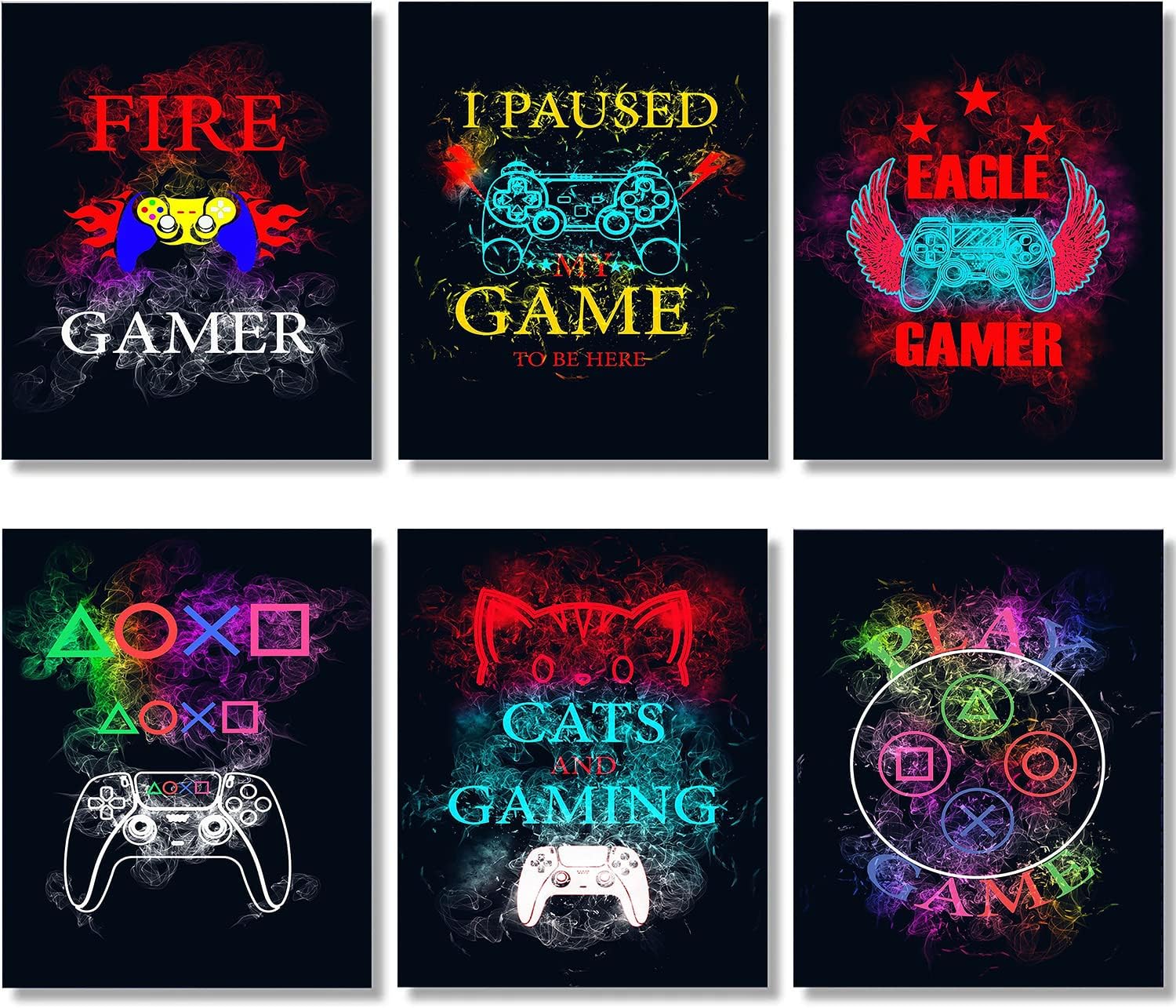 Amazon.com: Neon Effect Gamer Posters Wall Art Prints,Video Game Canvas ...