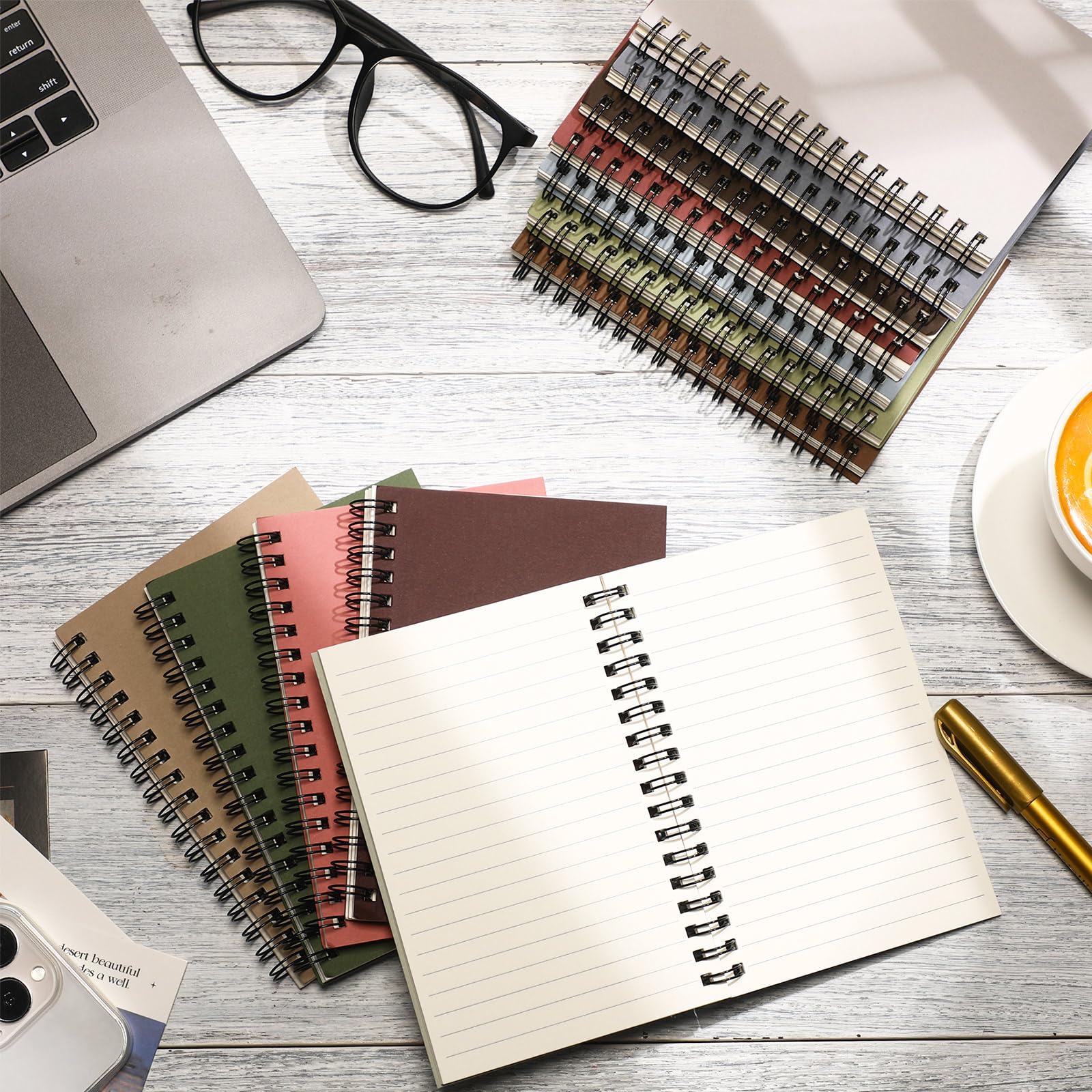 Fuutreo 24 Pcs Small Spiral Notebook for Work A6 4 x 6 Inch College ...