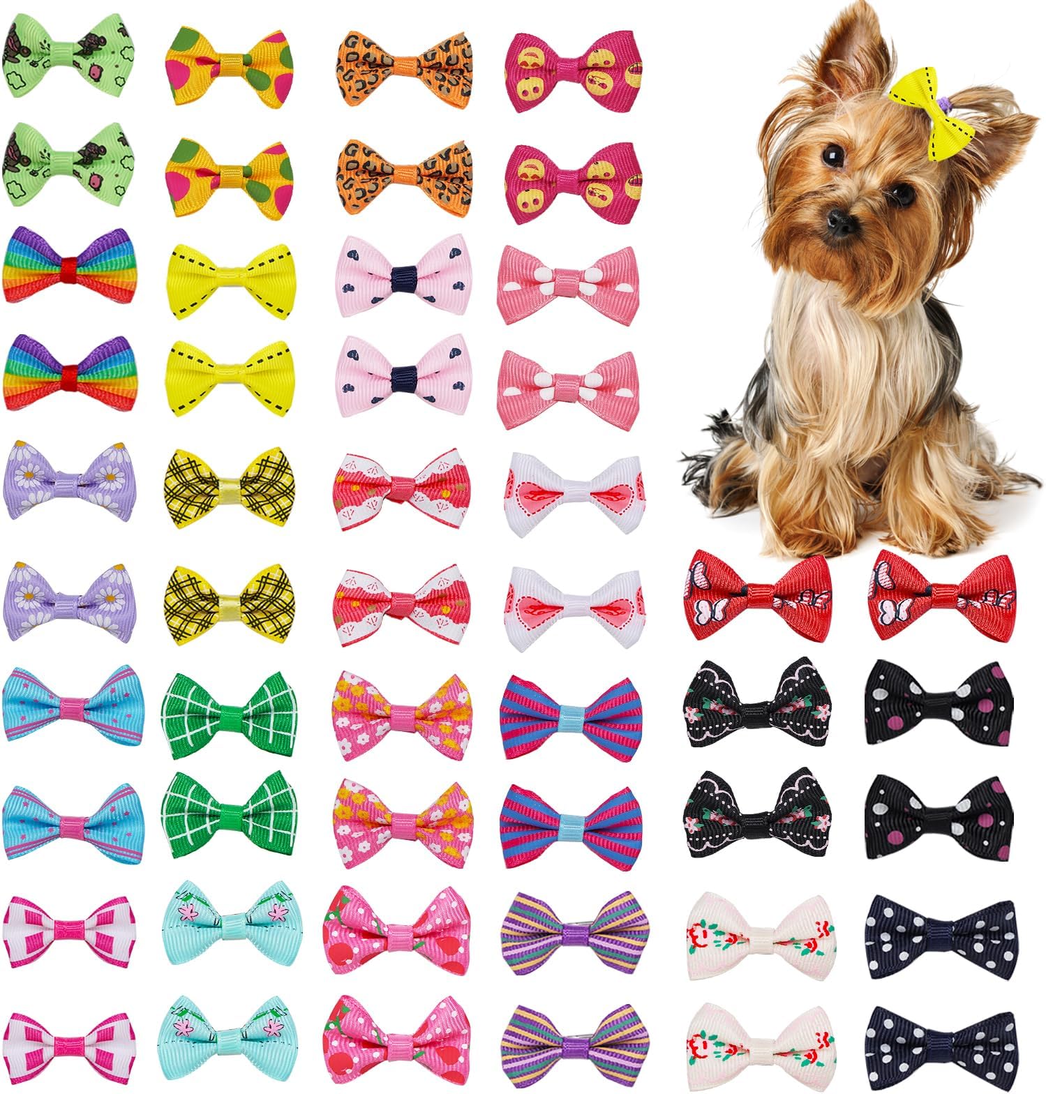 Amazon.com: yagopet 30pcs/15pairs Dog Hair Clips - 2 inches Bowknot ...