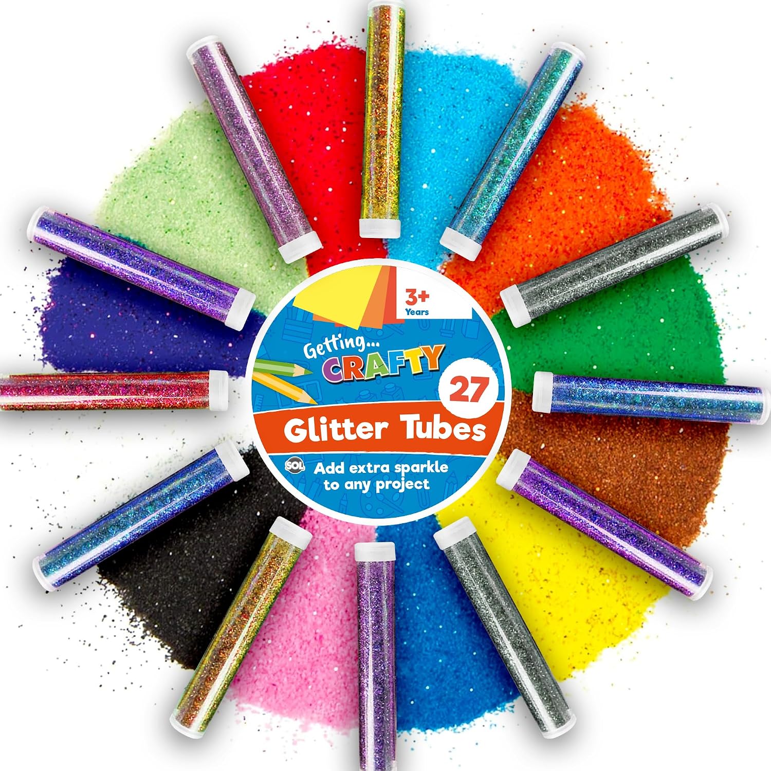 27pk Kids Glitter Tubes in 10 Assorted Vibrant Colours | Christmas ...