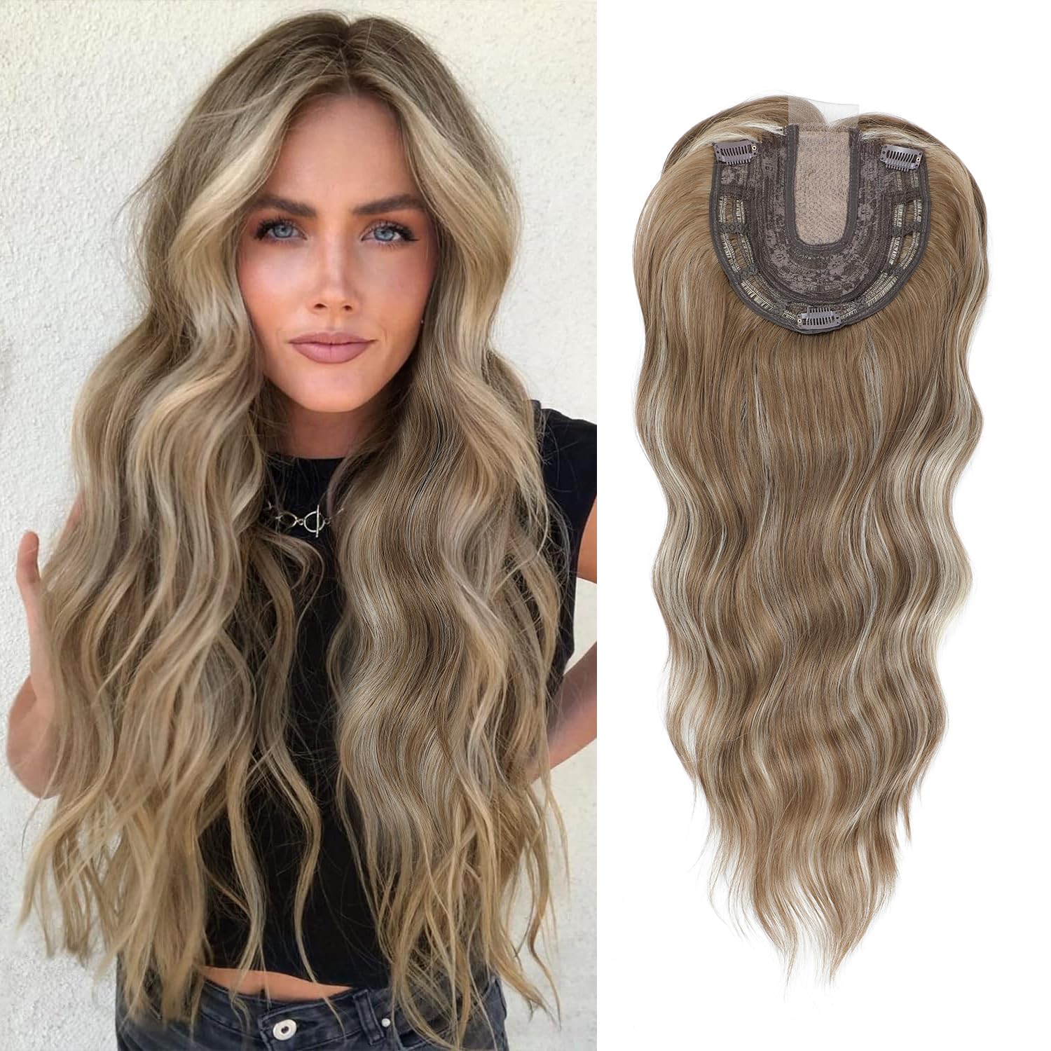 Amazon.com : UDU 20inch Wavy Hair Toppers for Women with Thinning Hair ...