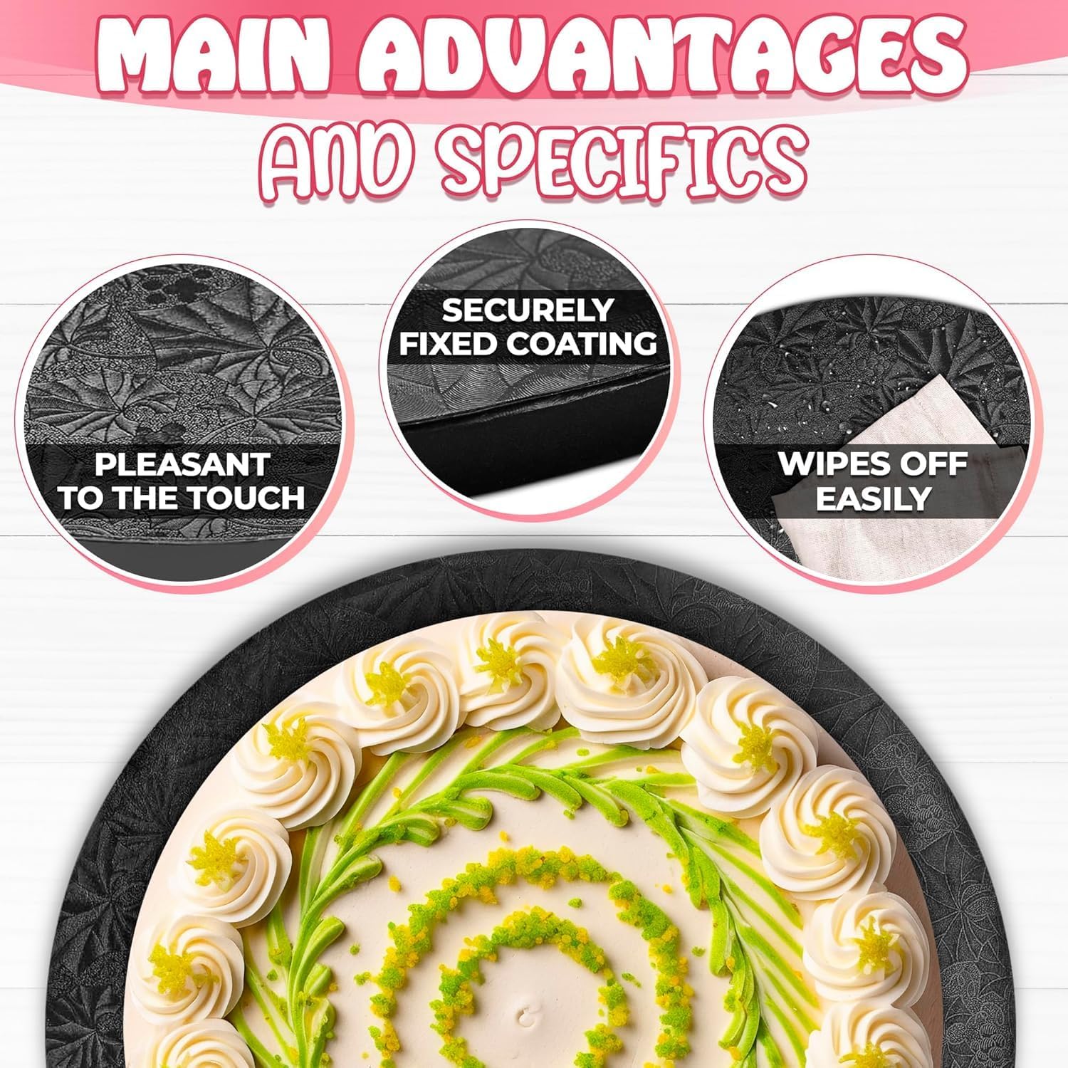 Snapklik.com : Black Cake Board 12 Inch - Black Cake Drum Cake Boards ...