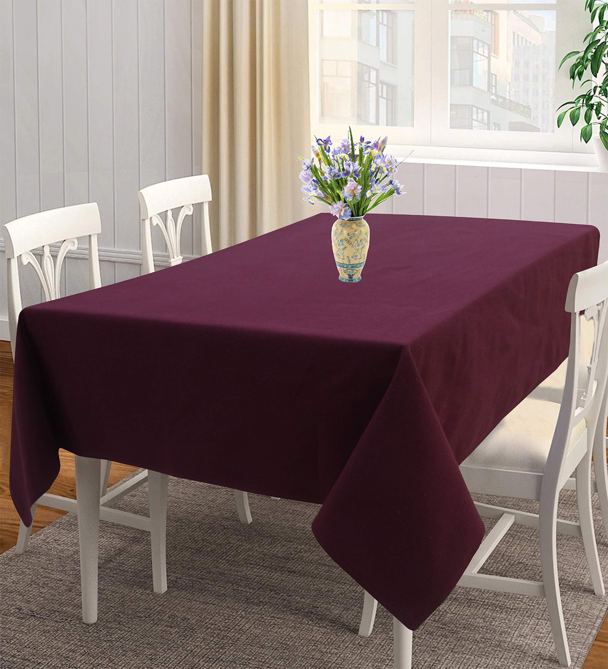 Buy HOME COLORS.IN Polycotton Plain Solid Water Resistant 4 Seater ...