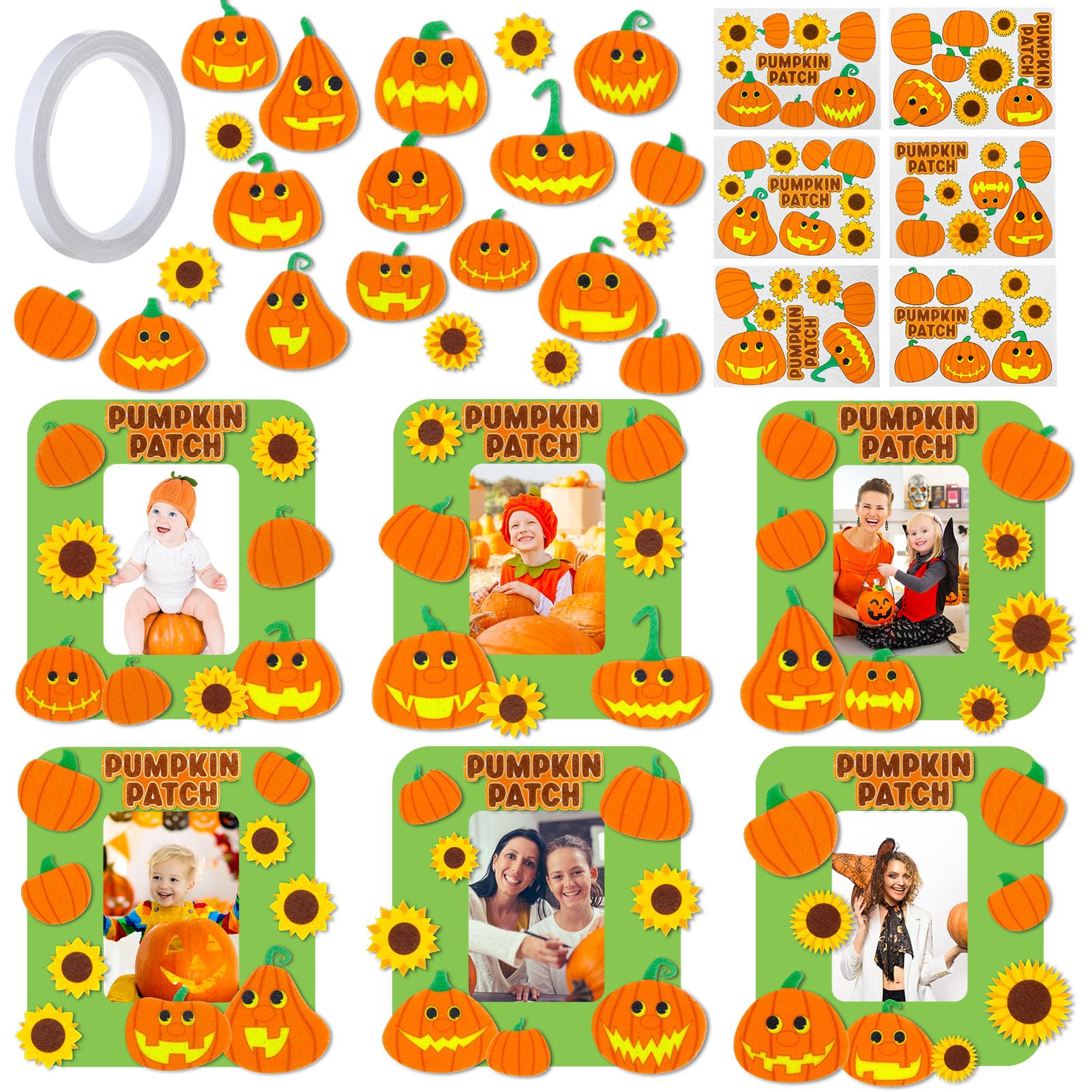 Snapklik.com : 24 Sets Pumpkin Magnet Picture Frames Crafts For Kids ...