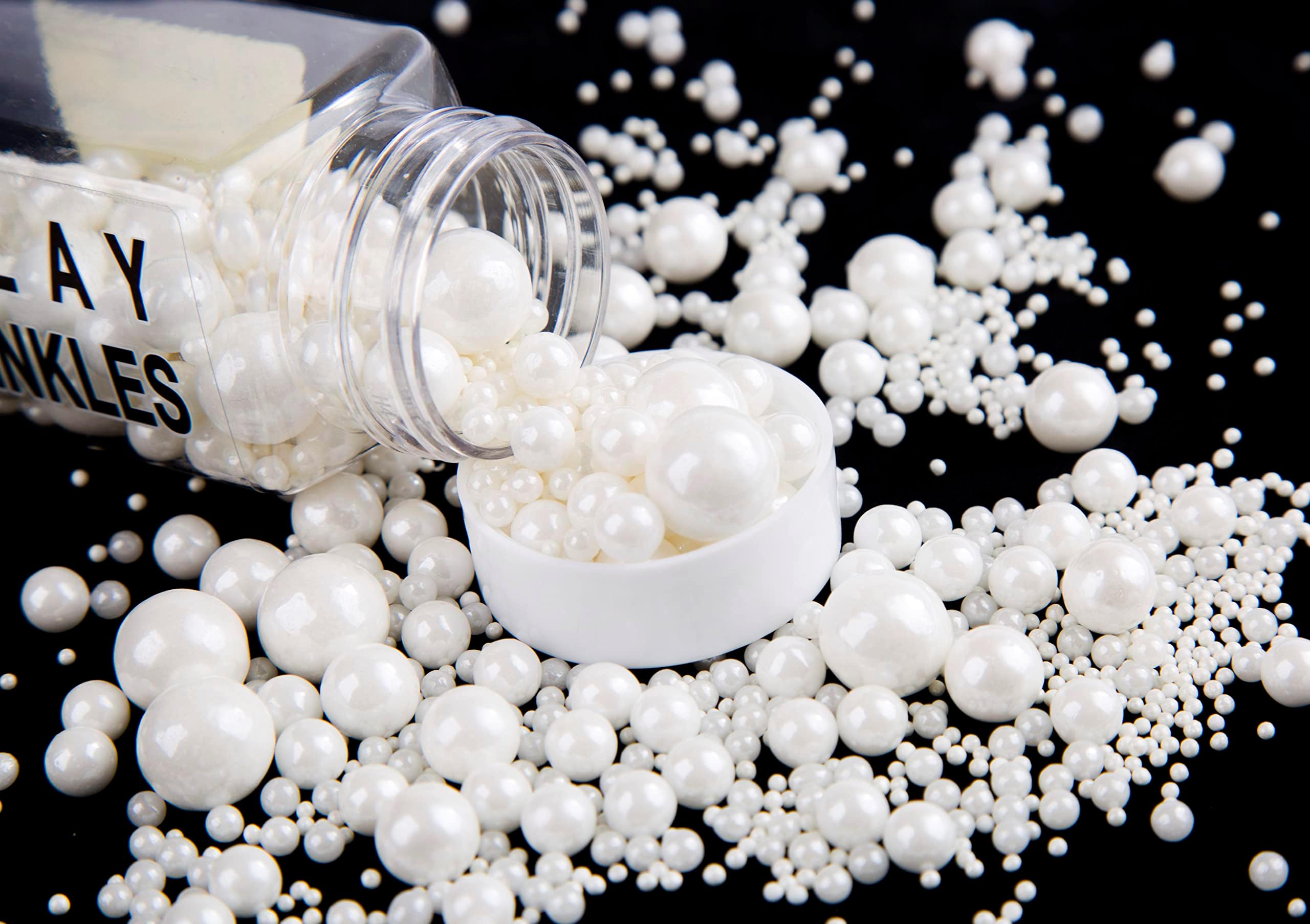 Amazon.com: Sentovac Edible White Pearl Sugar Sprinkles for Cake ...