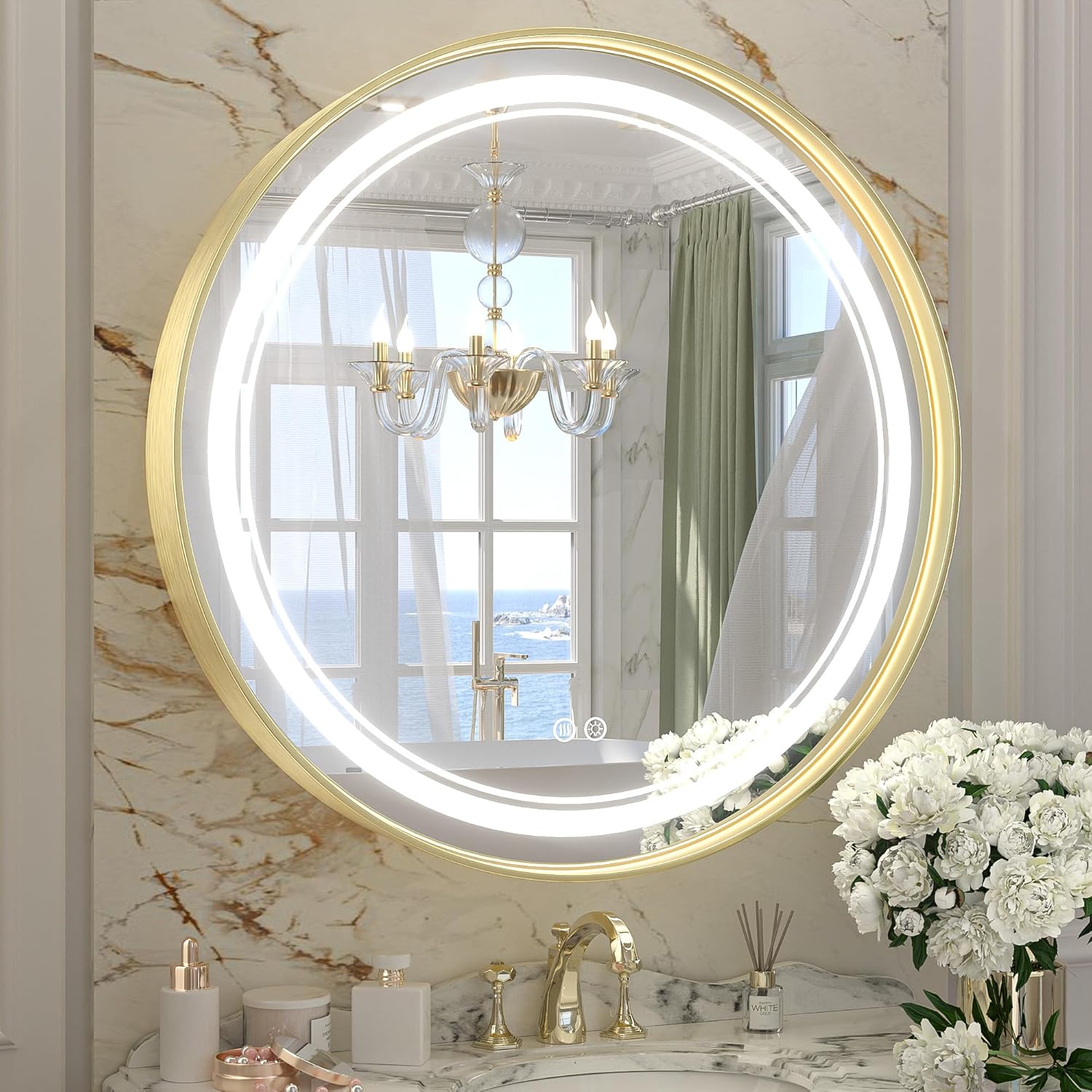 Amazon.com: Keonjinn 30 Inch Led Round Bathroom Mirror with Lights ...