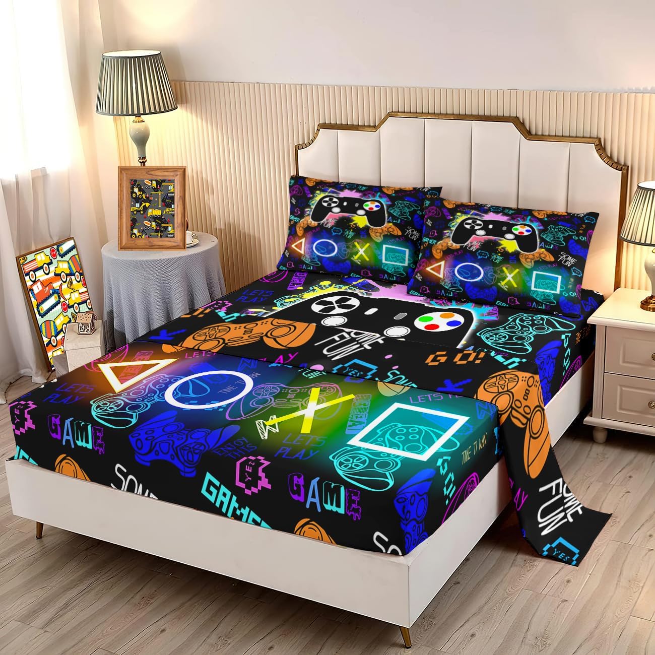Amazon.com: Gaming Printed Sheet Set - 3PCS Gaming Bed Set Twin Size ...