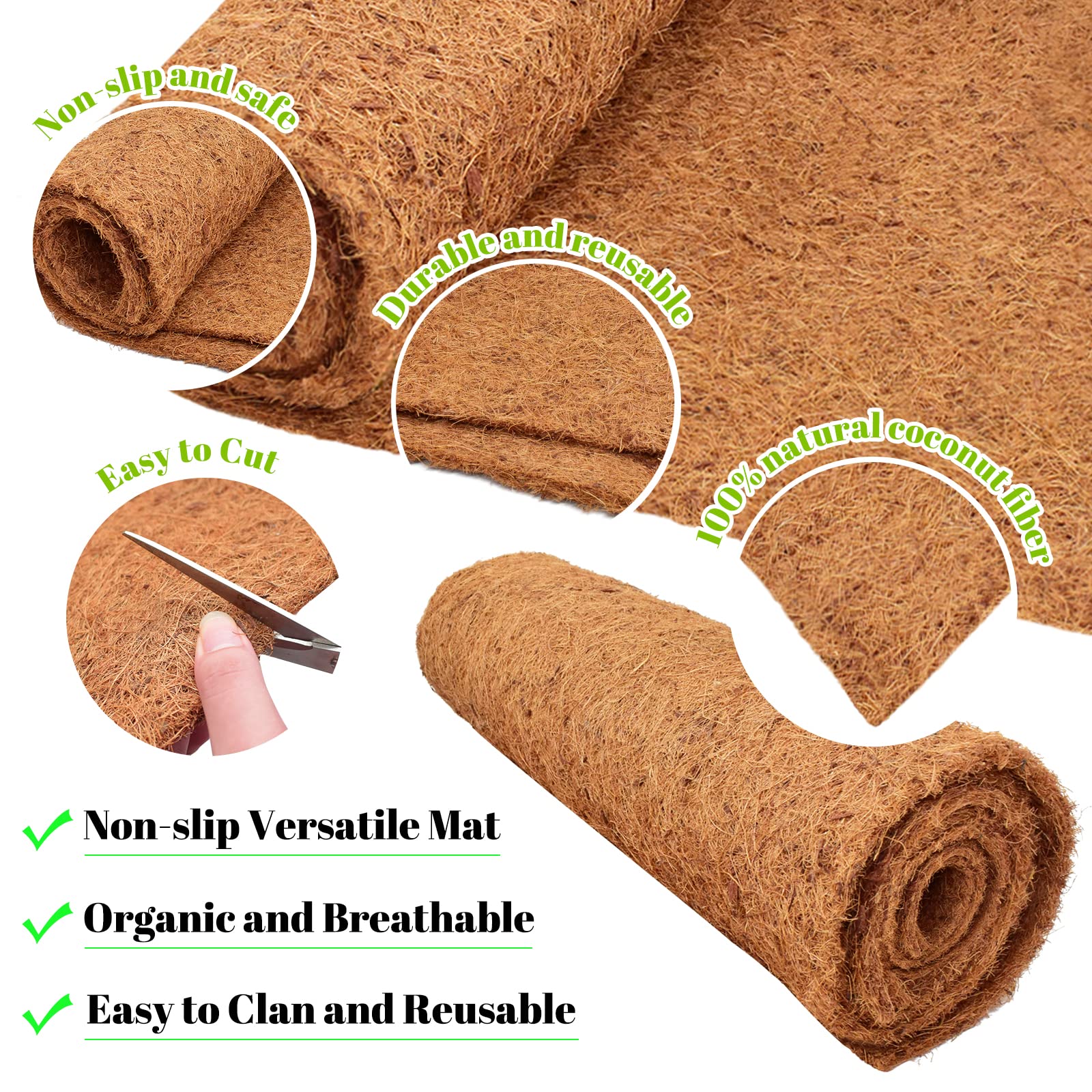 Riare 2 Pack No-Slip Ice and Snow Carpet Mats- Natural Coconut Fiber ...