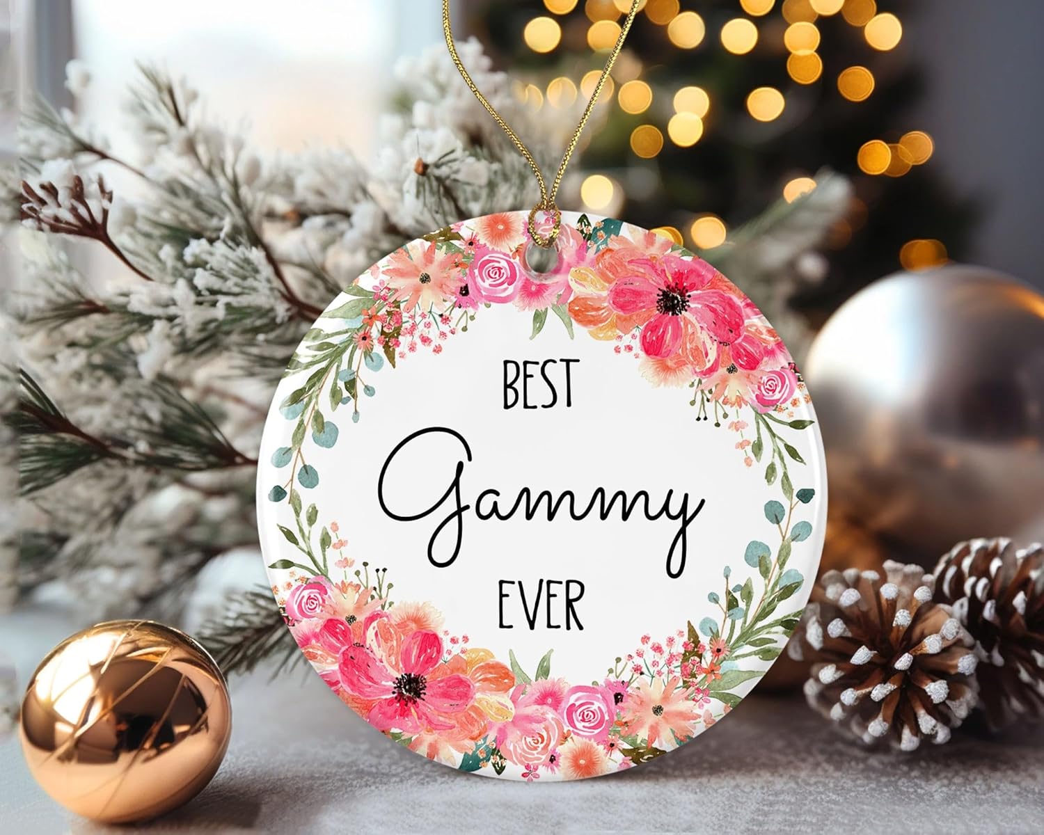 Best Gammy Ever Adorno de Navidad, adorno de Navidad de flores gammy ...