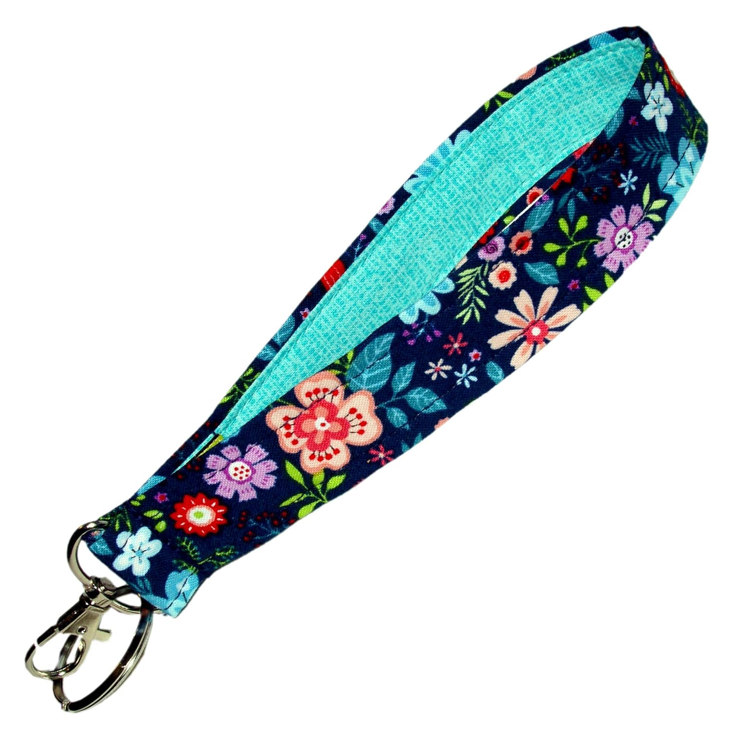 Amazon.com: Navy Blue Floral Key Fob - Flower Key Chain - Keychain ...