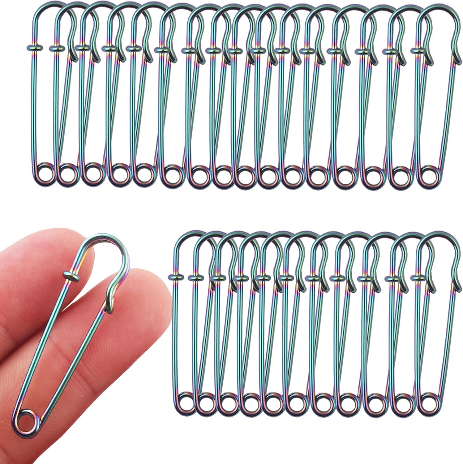 Amazon.com: Rainbow Heavy Duty Safety Pins 1.6"/30mm/27mm Metal Spring ...